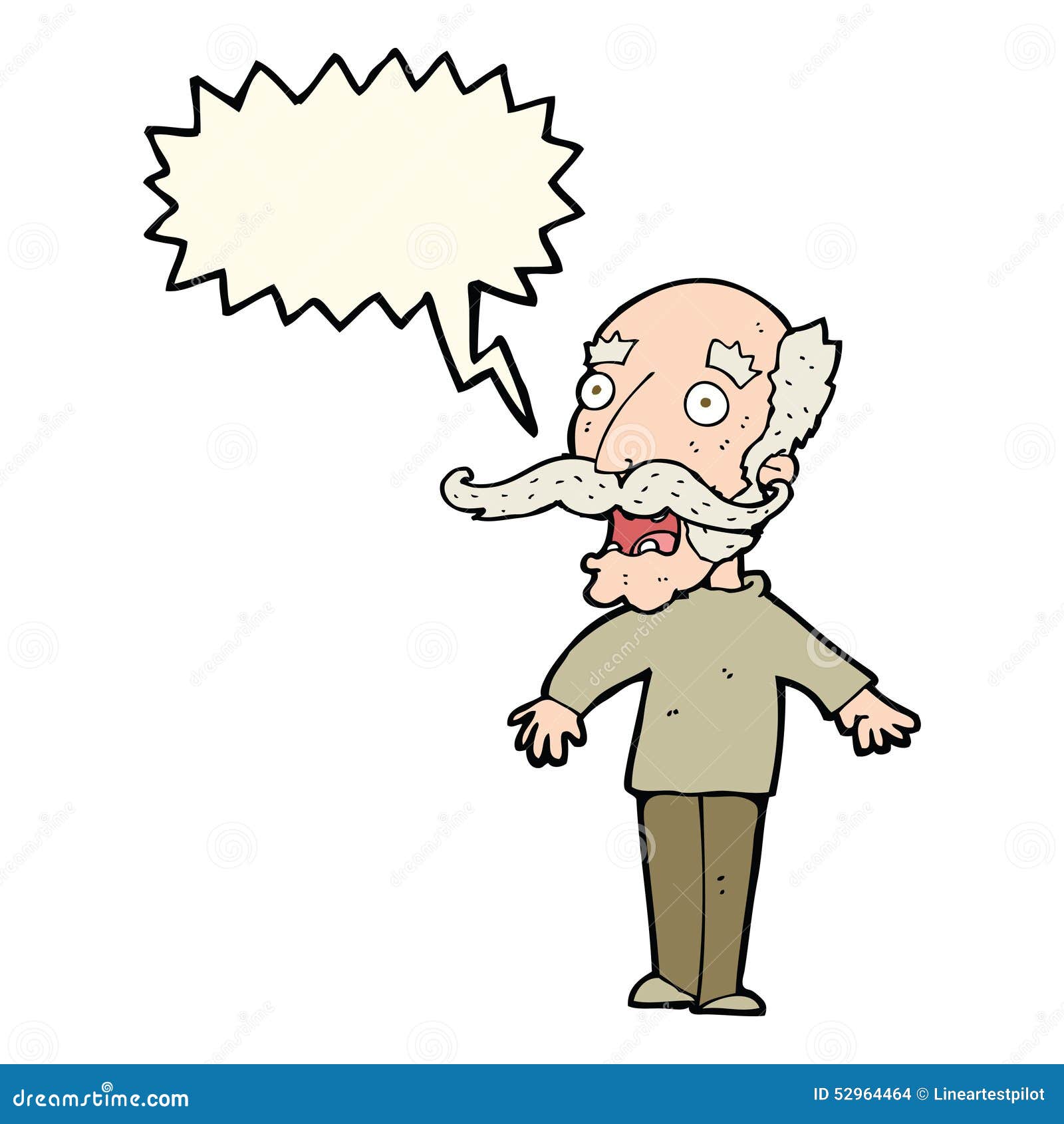 Cartoon Old Man Gasping in Surprise with Speech Bubble Stock ...