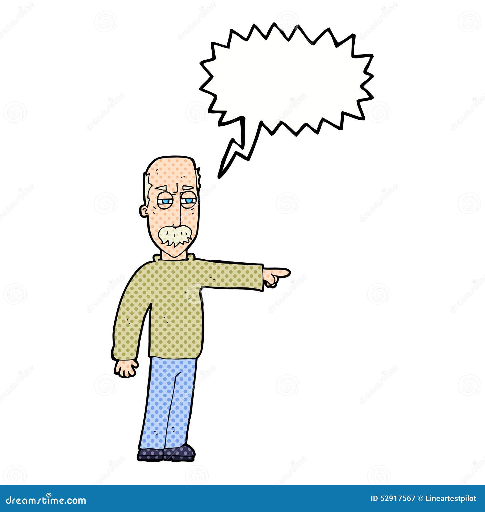 Cartoon Old Man Gesturing Get Out! with Speech Bubble Stock ...