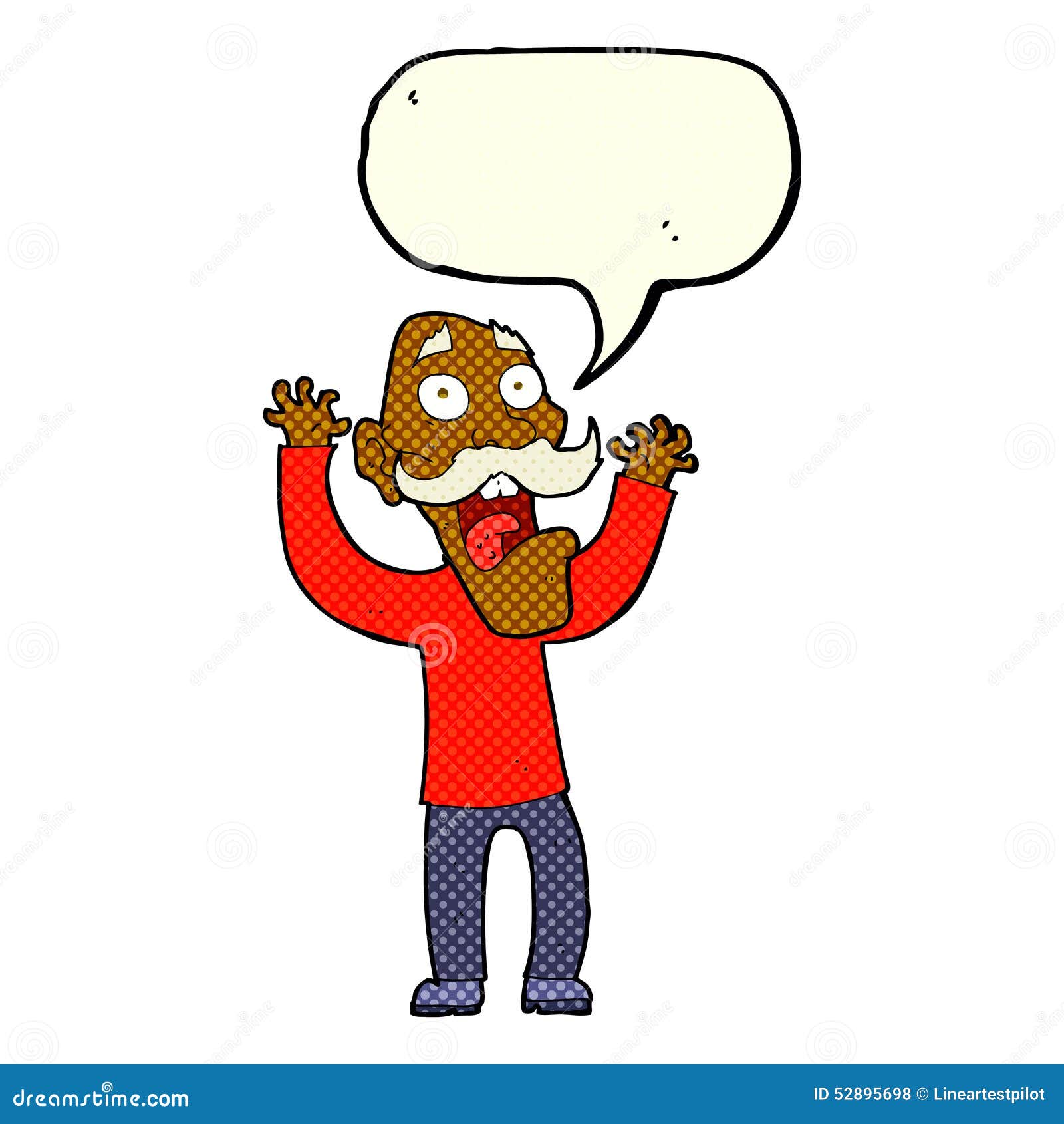 Cartoon Old Man Getting a Fright with Speech Bubble Stock Illustration ...