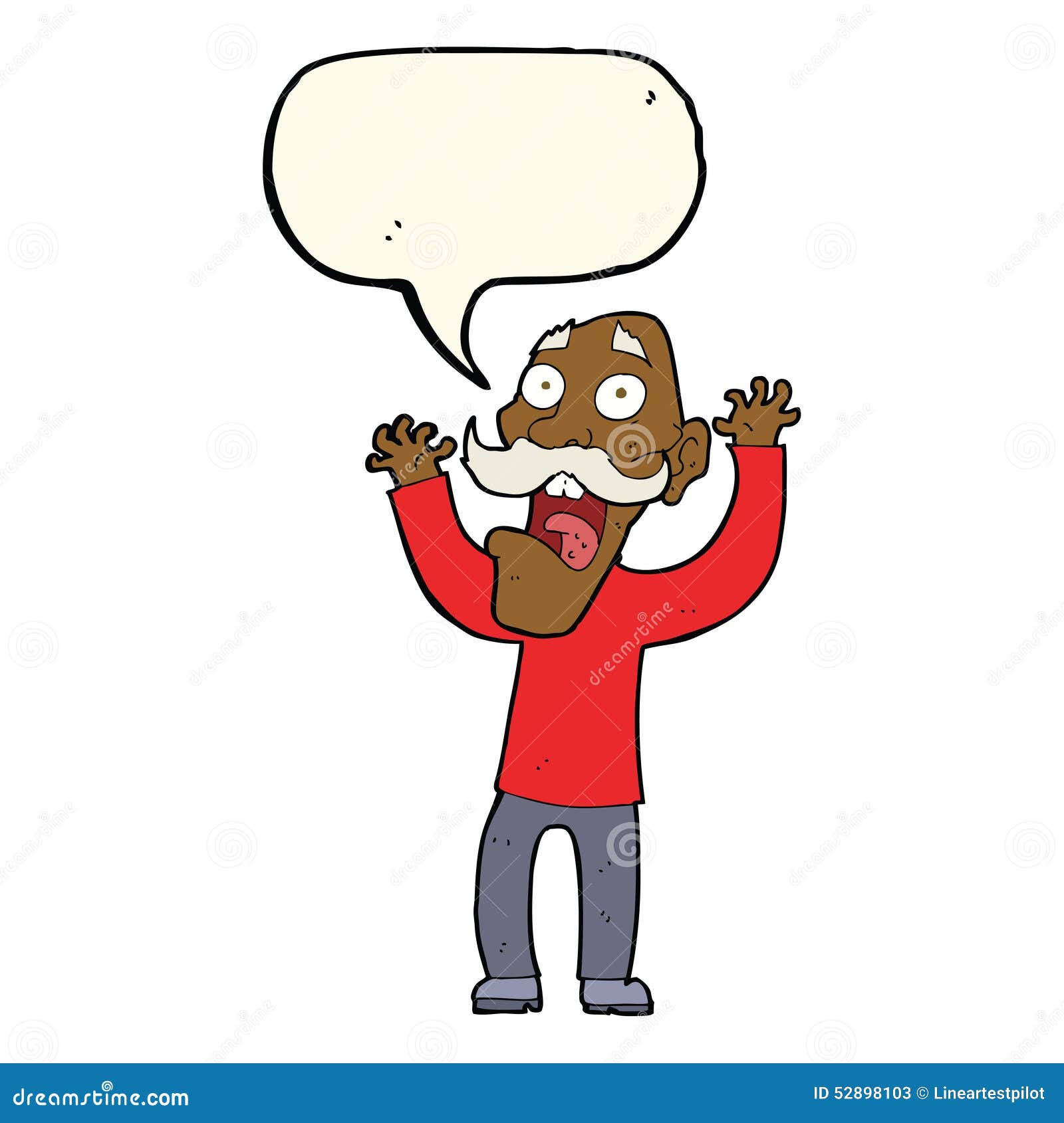 Cartoon Old Man Getting a Fright with Speech Bubble Stock Illustration ...