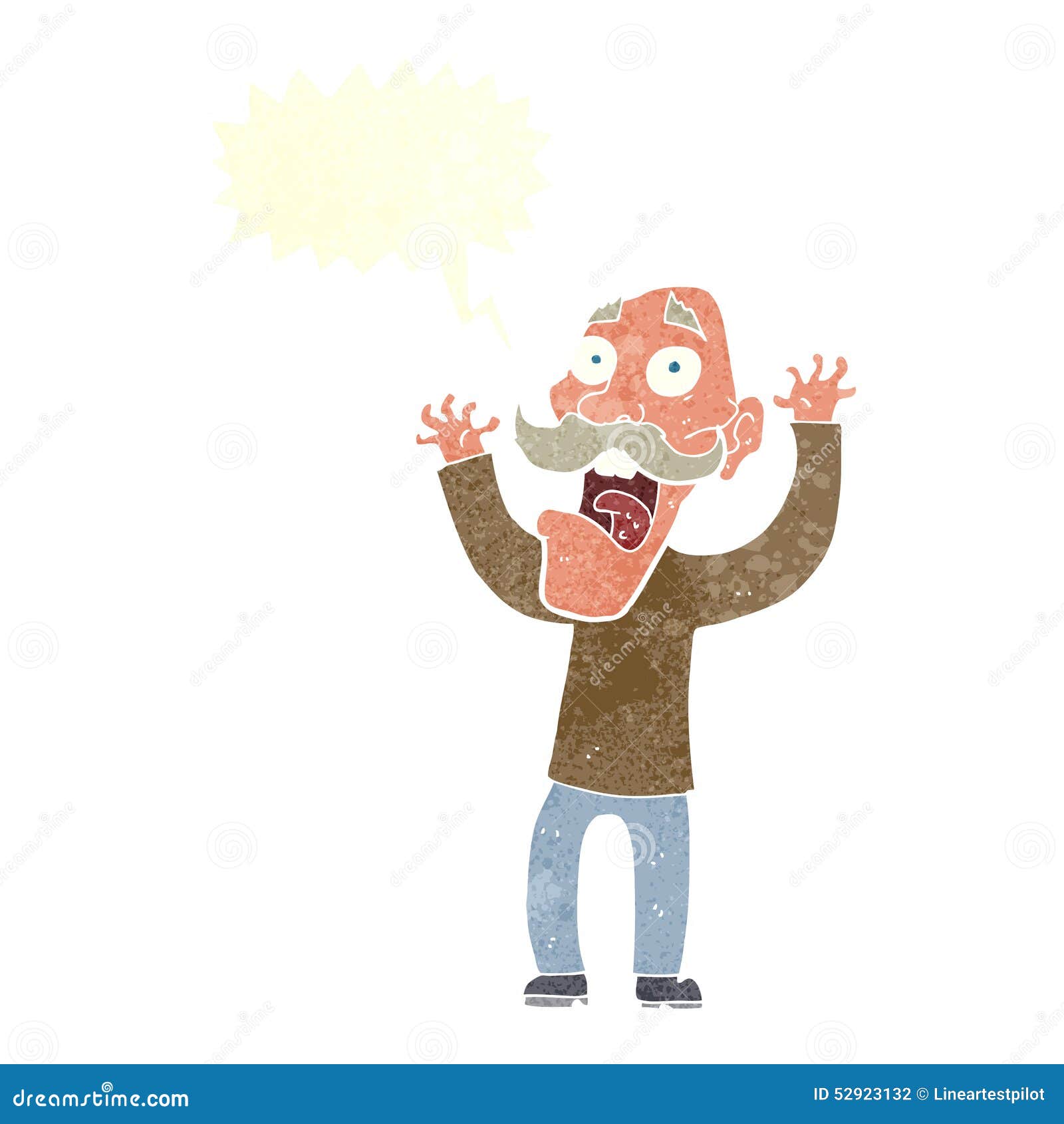 Cartoon Old Man Getting a Fright with Speech Bubble Stock Illustration ...