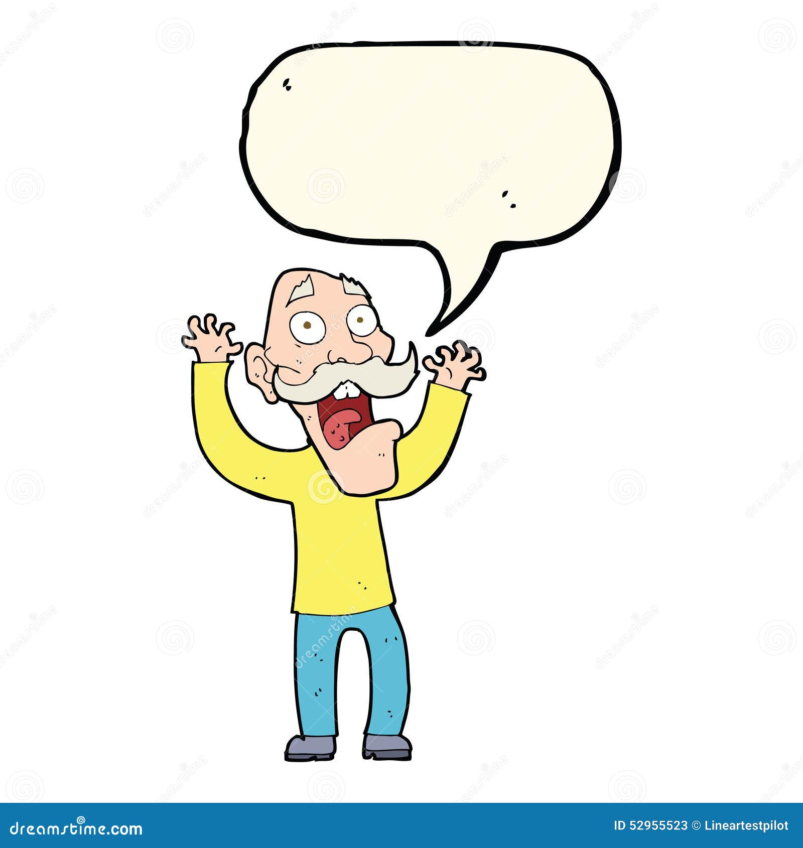 Cartoon Old Man Getting a Fright with Speech Bubble Stock Illustration ...