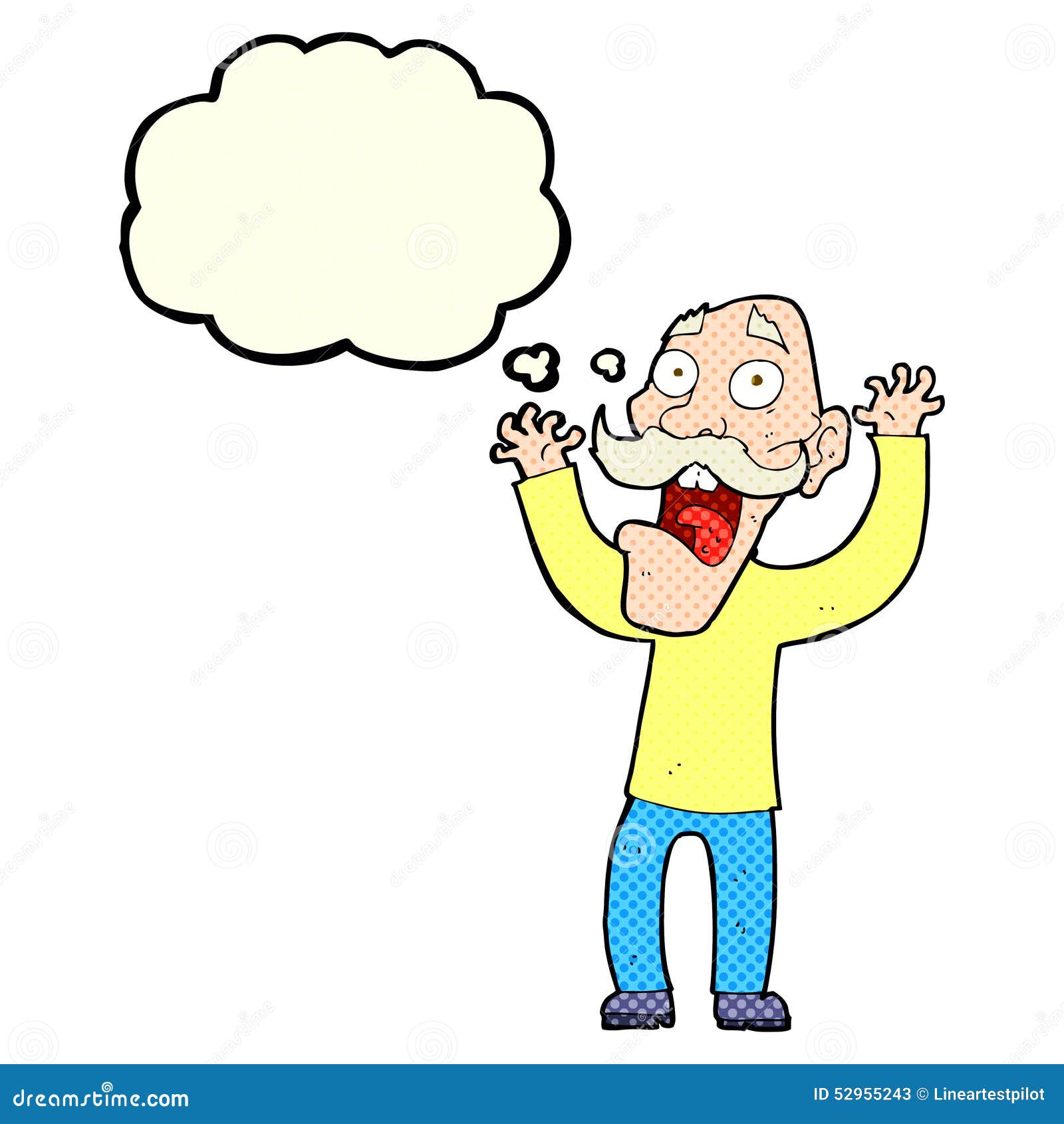 Cartoon Old Man Getting a Fright with Thought Bubble Stock Illustration ...