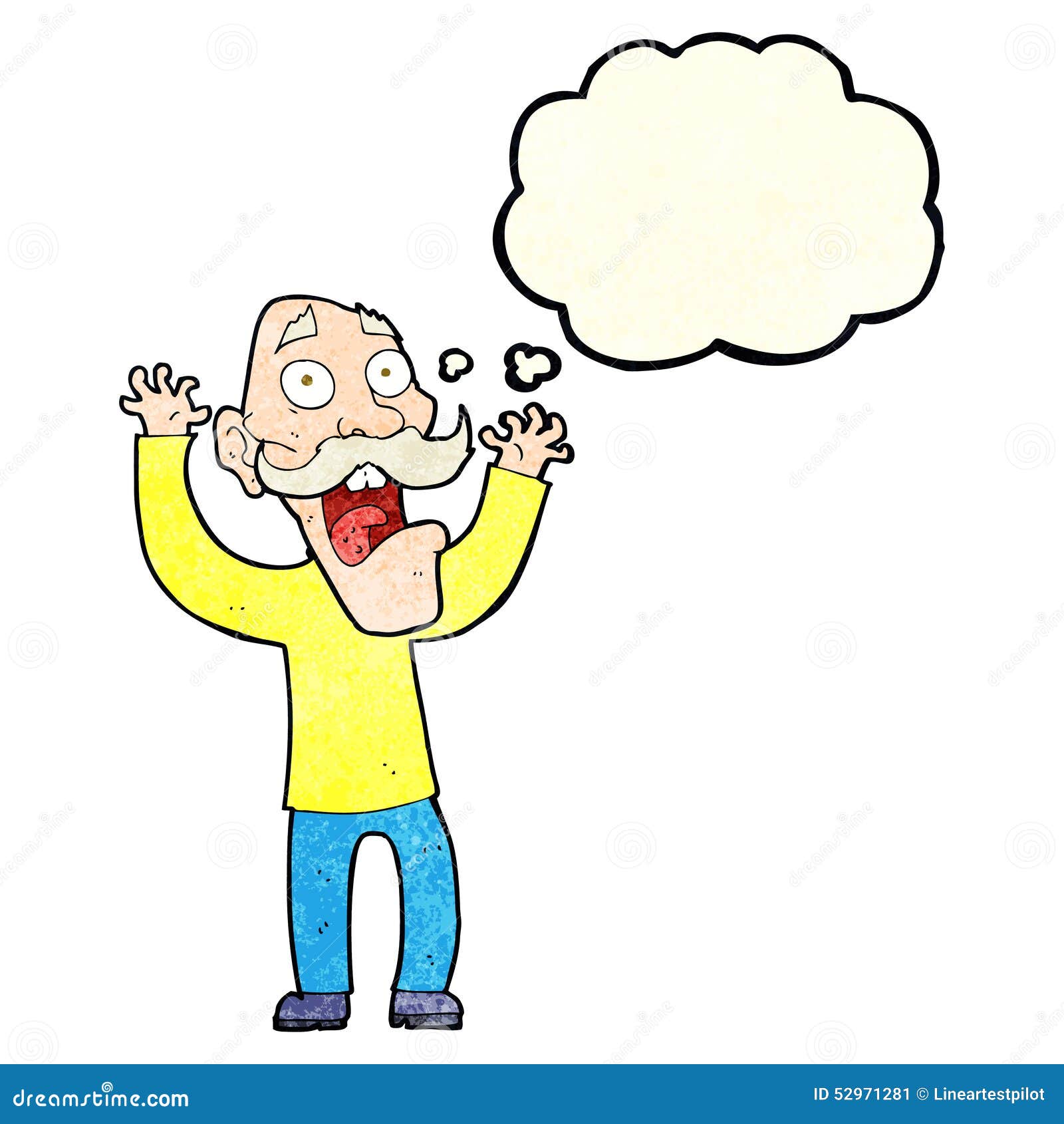 Cartoon Old Man Getting a Fright with Thought Bubble Stock Illustration ...