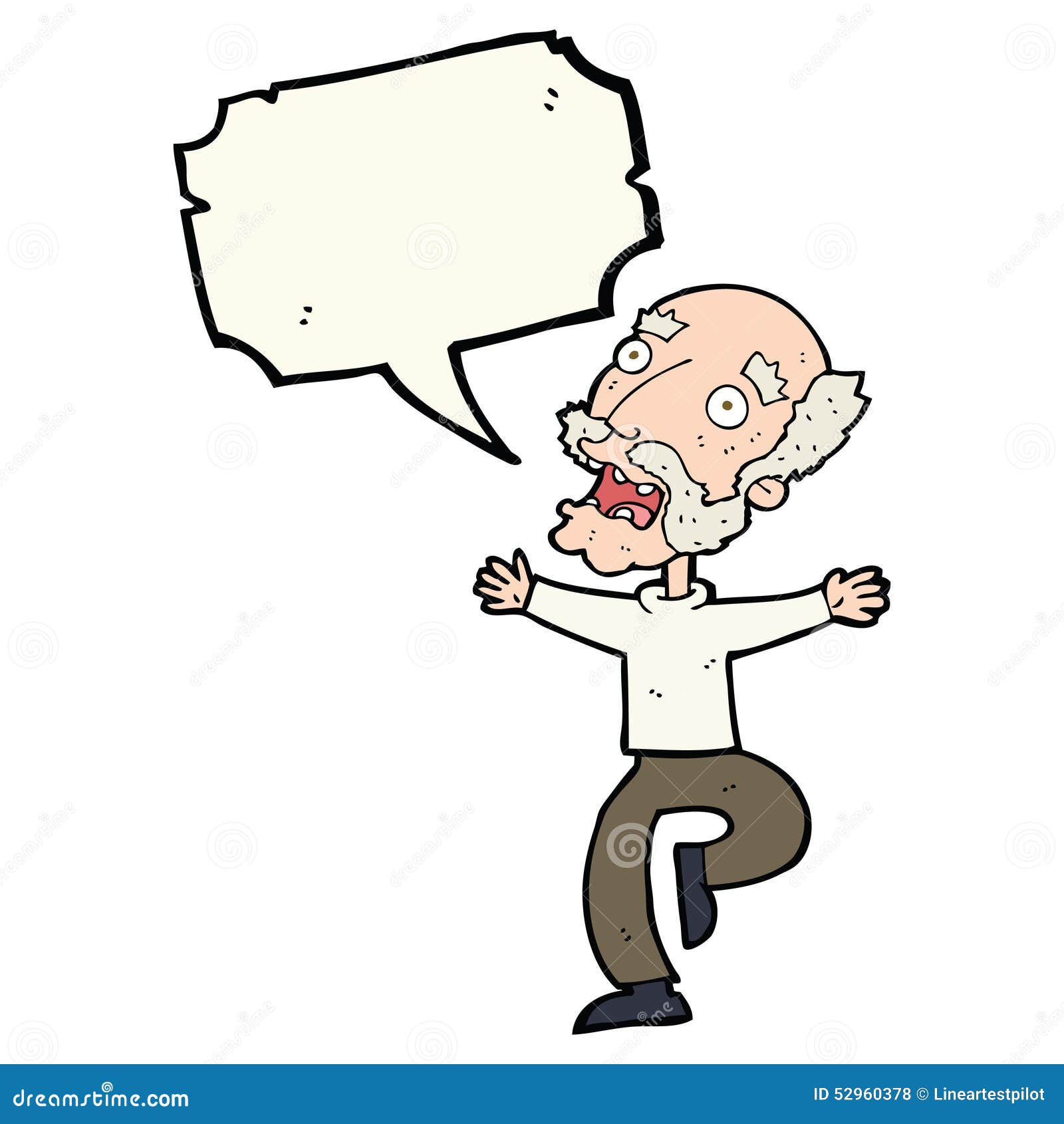 Cartoon Old Man Having a Fright with Speech Bubble Stock Illustration ...