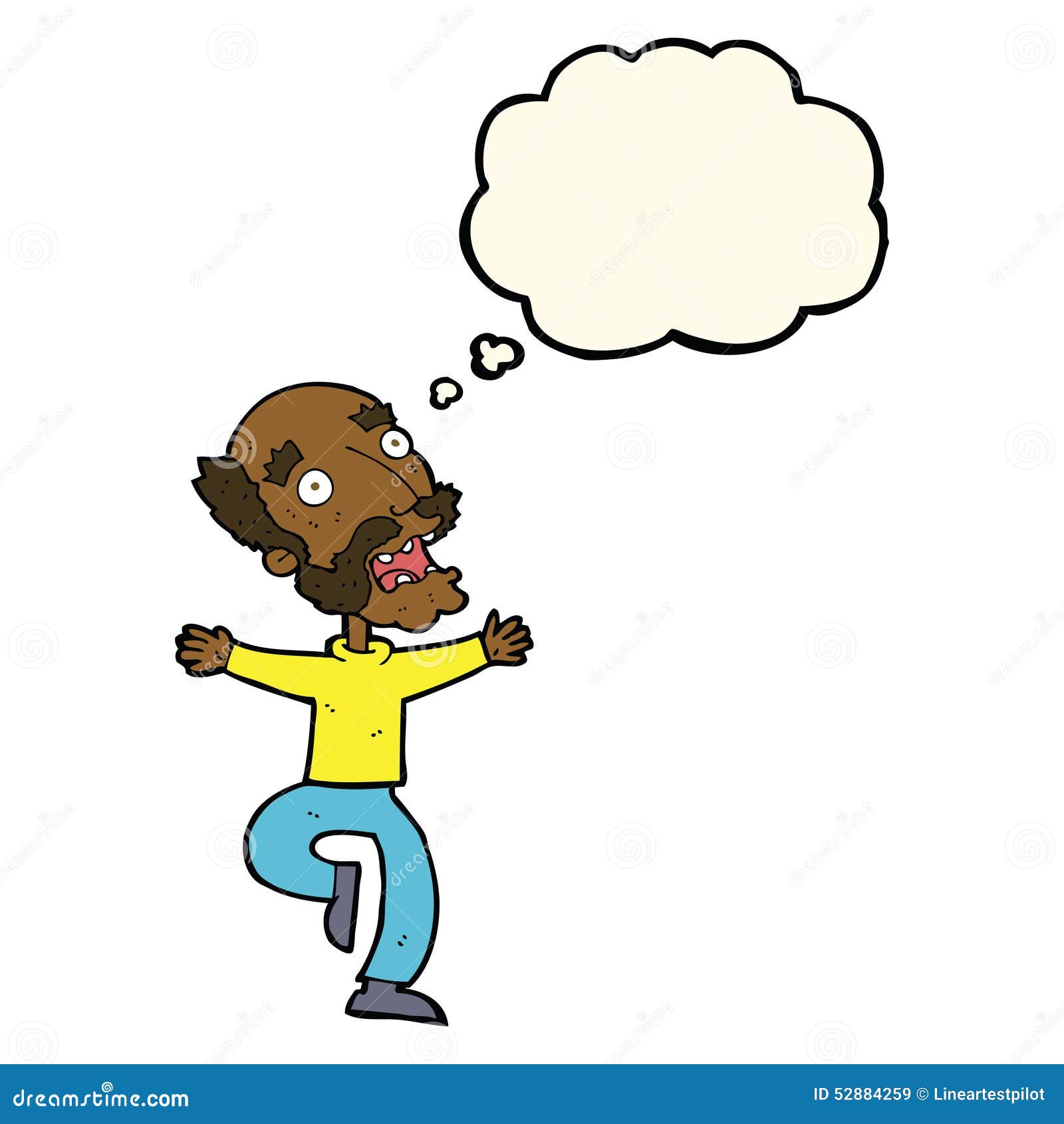 Cartoon Old Man Having a Fright with Thought Bubble Stock Illustration ...