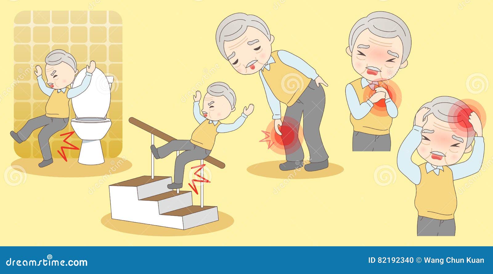 Cartoon old man hurt stock vector. Illustration of care - 82192340