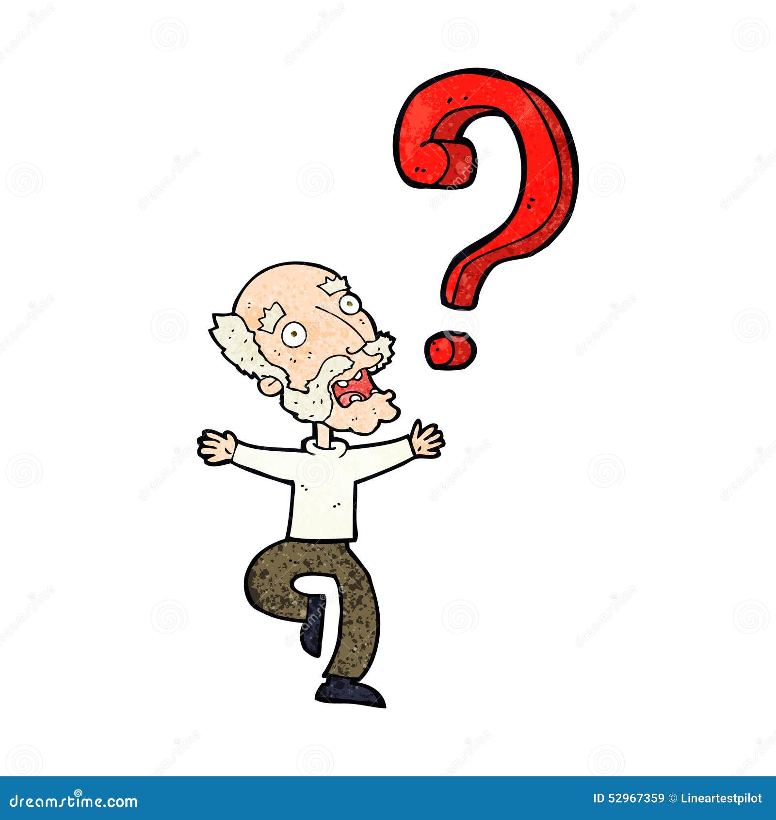 Cartoon Old Man with Question Stock Illustration - Illustration of ...