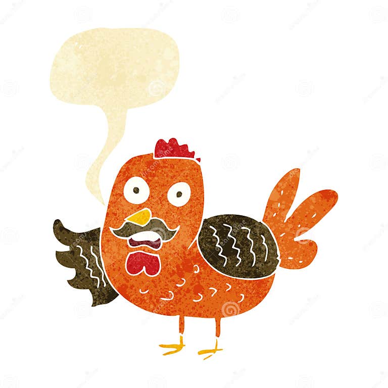 Cartoon Old Rooster with Speech Bubble Stock Illustration ...