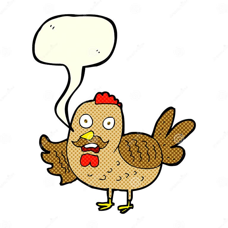 Cartoon Old Rooster with Speech Bubble Stock Illustration ...