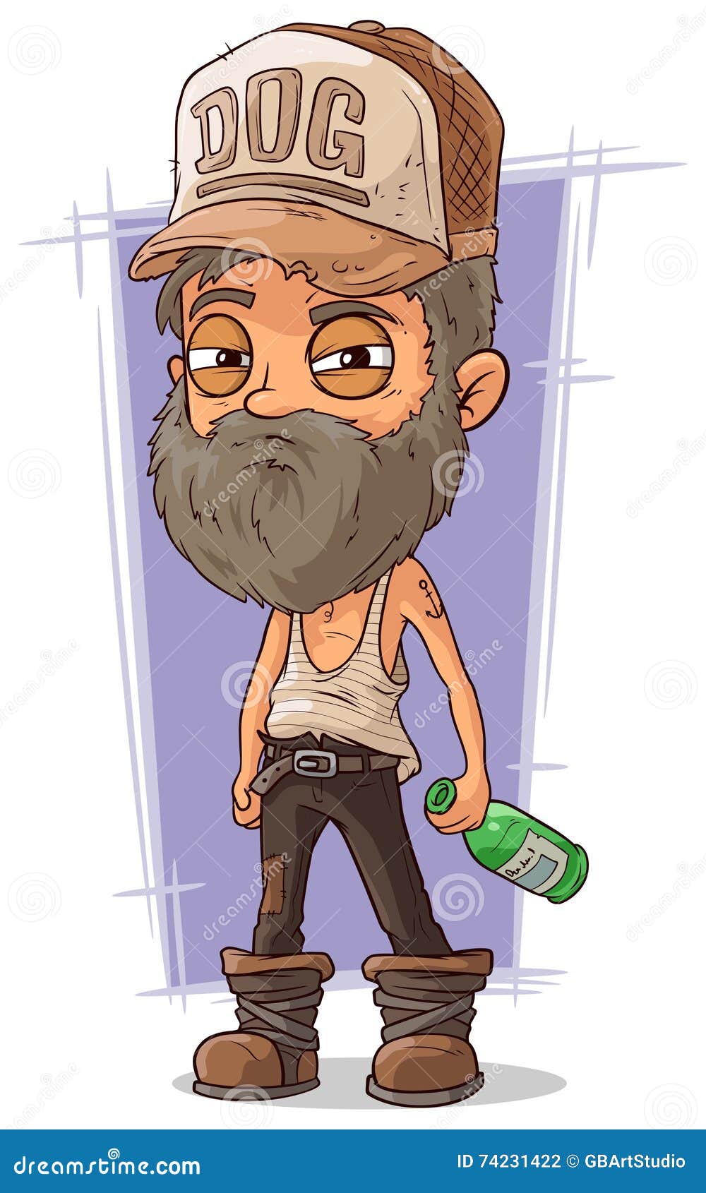 Cartoon Old Sad Homeless Man Stock Vector - Illustration of anchor ...
