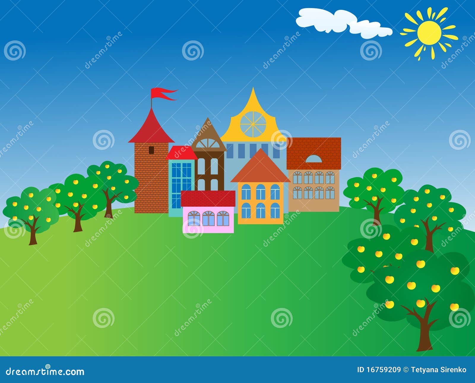 Cartoon old town stock vector. Illustration of magic - 16759209