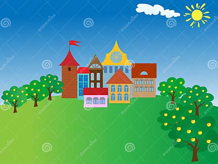 Cartoon old town stock vector. Illustration of magic - 16759209