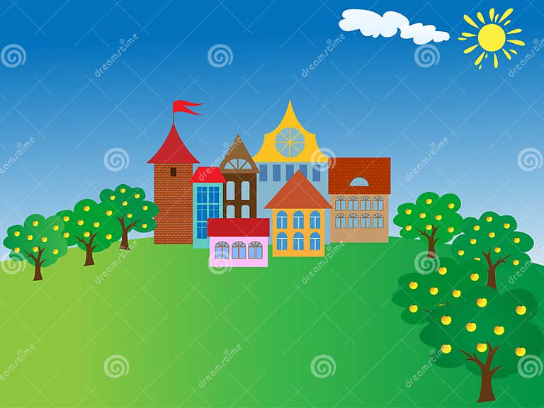 Cartoon old town stock vector. Illustration of magic - 16759209