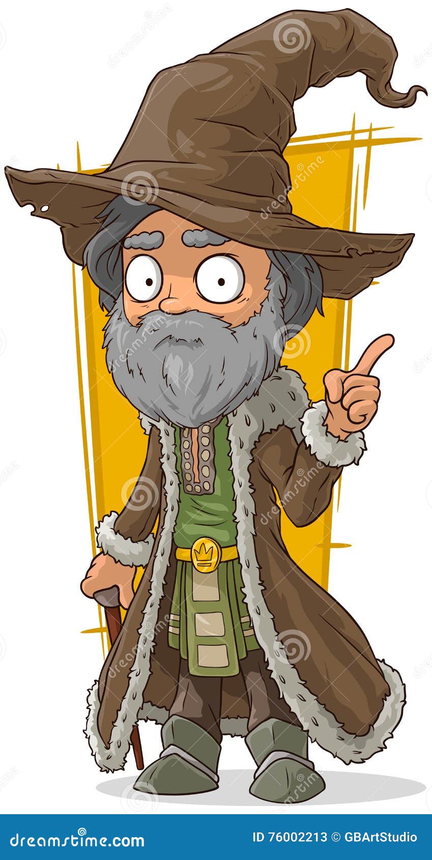 Cartoon Old Wizard in Brown Hat Stock Vector - Illustration of cartoon ...