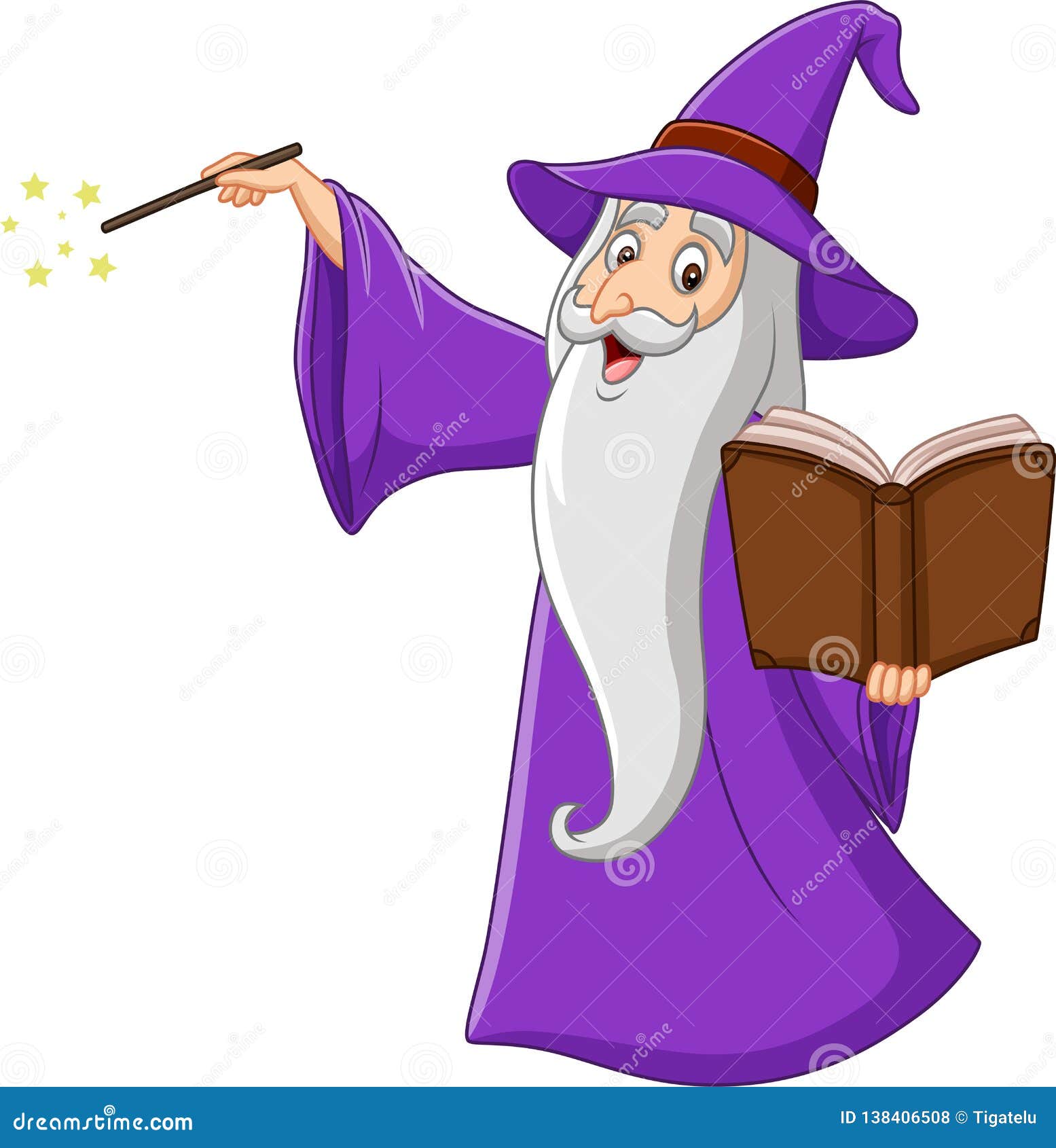 Cartoon Old Wizard Holding a Magic Book Stock Vector - Illustration of ...