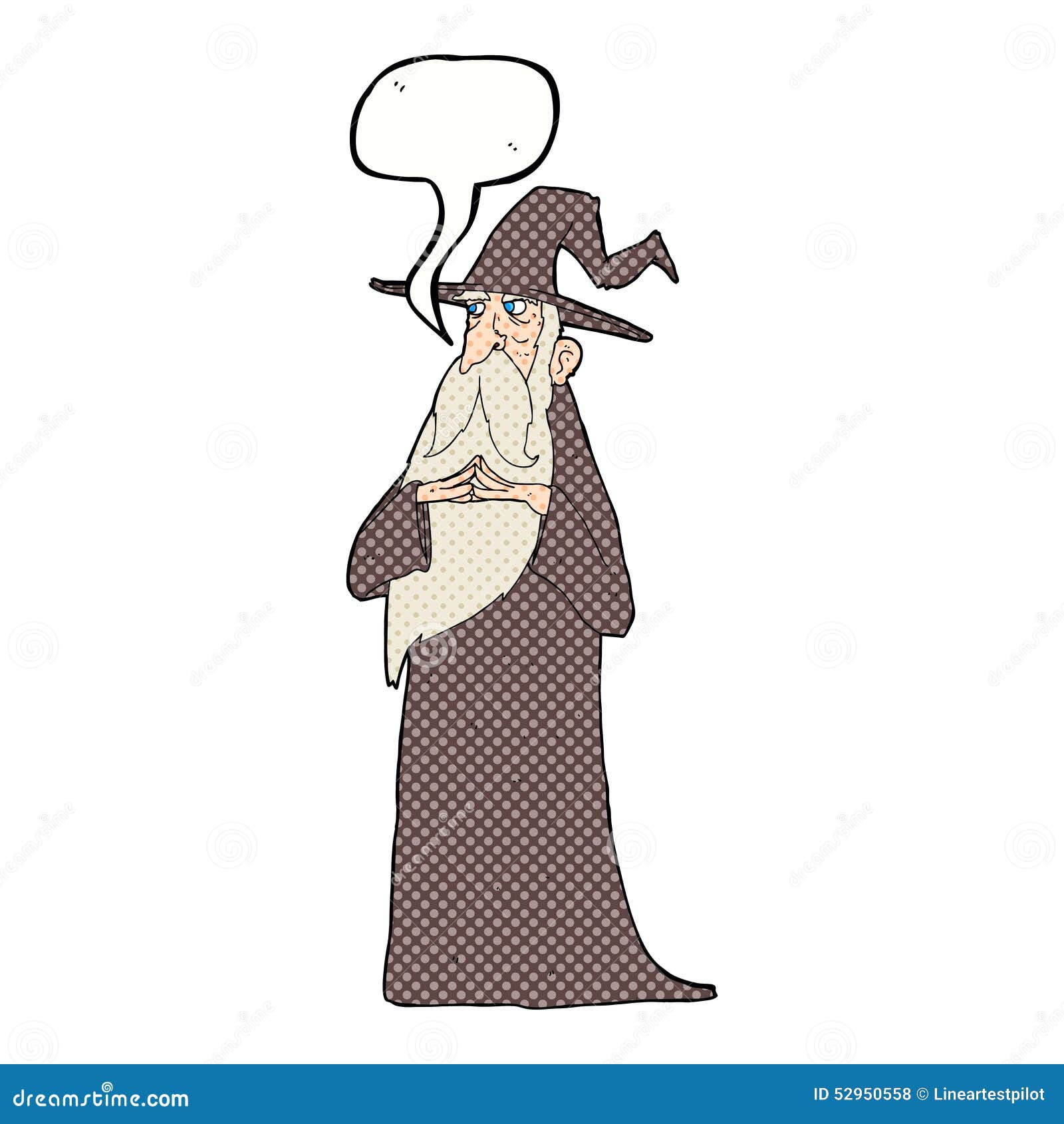 Cartoon Old Wizard with Speech Bubble Stock Illustration - Illustration ...