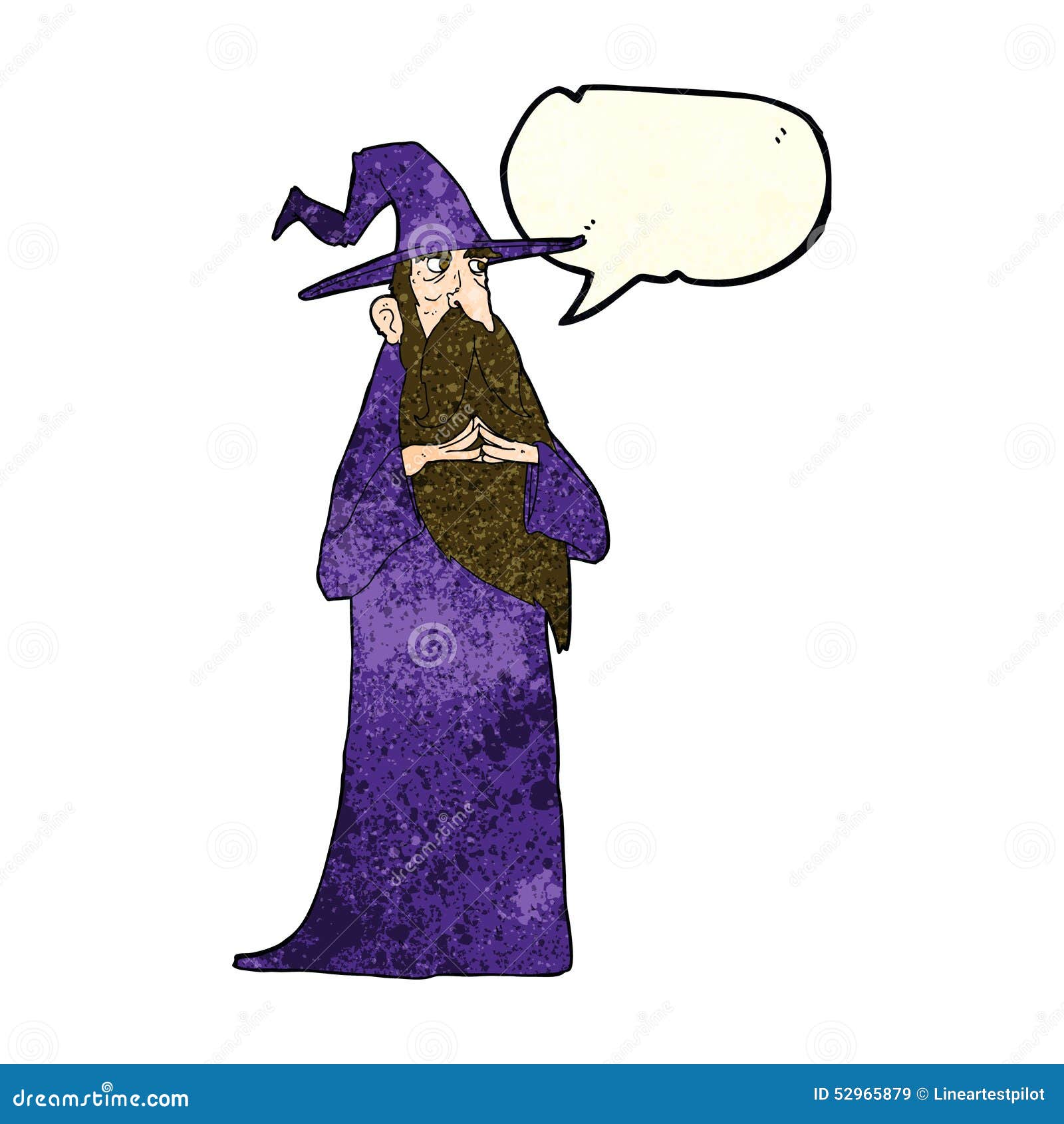 Cartoon Old Wizard with Speech Bubble Stock Illustration - Illustration ...