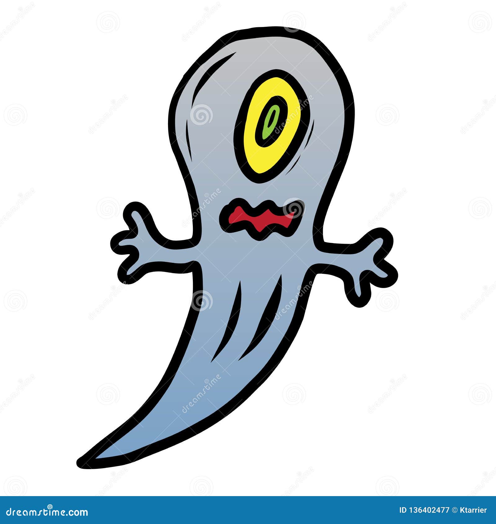 Cartoon of a One Eyed Blue Spooky Ghost Stock Vector - Illustration of ...