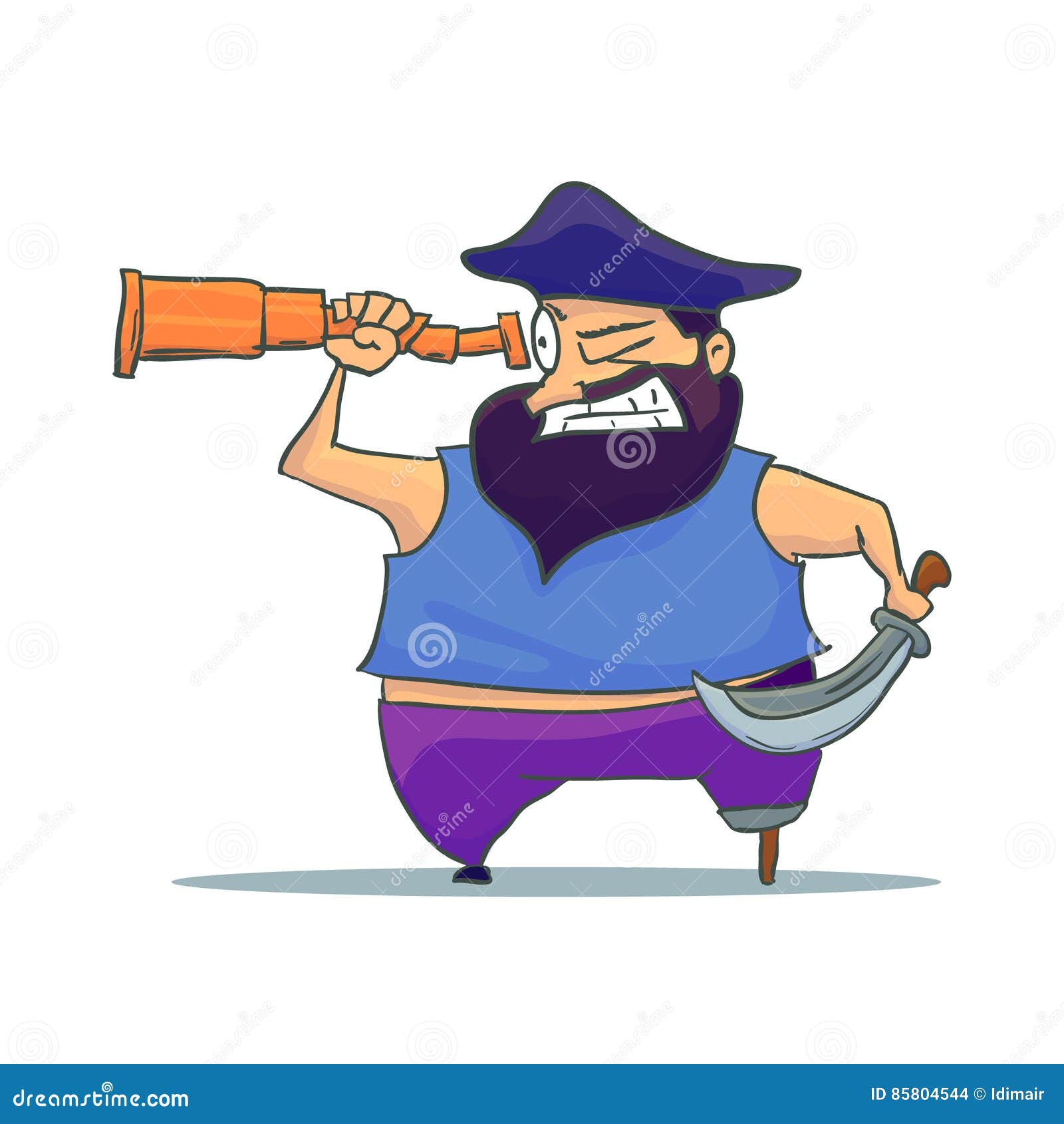 Cartoon One-legged Pirate with Spyglass. Vector Stock Vector ...