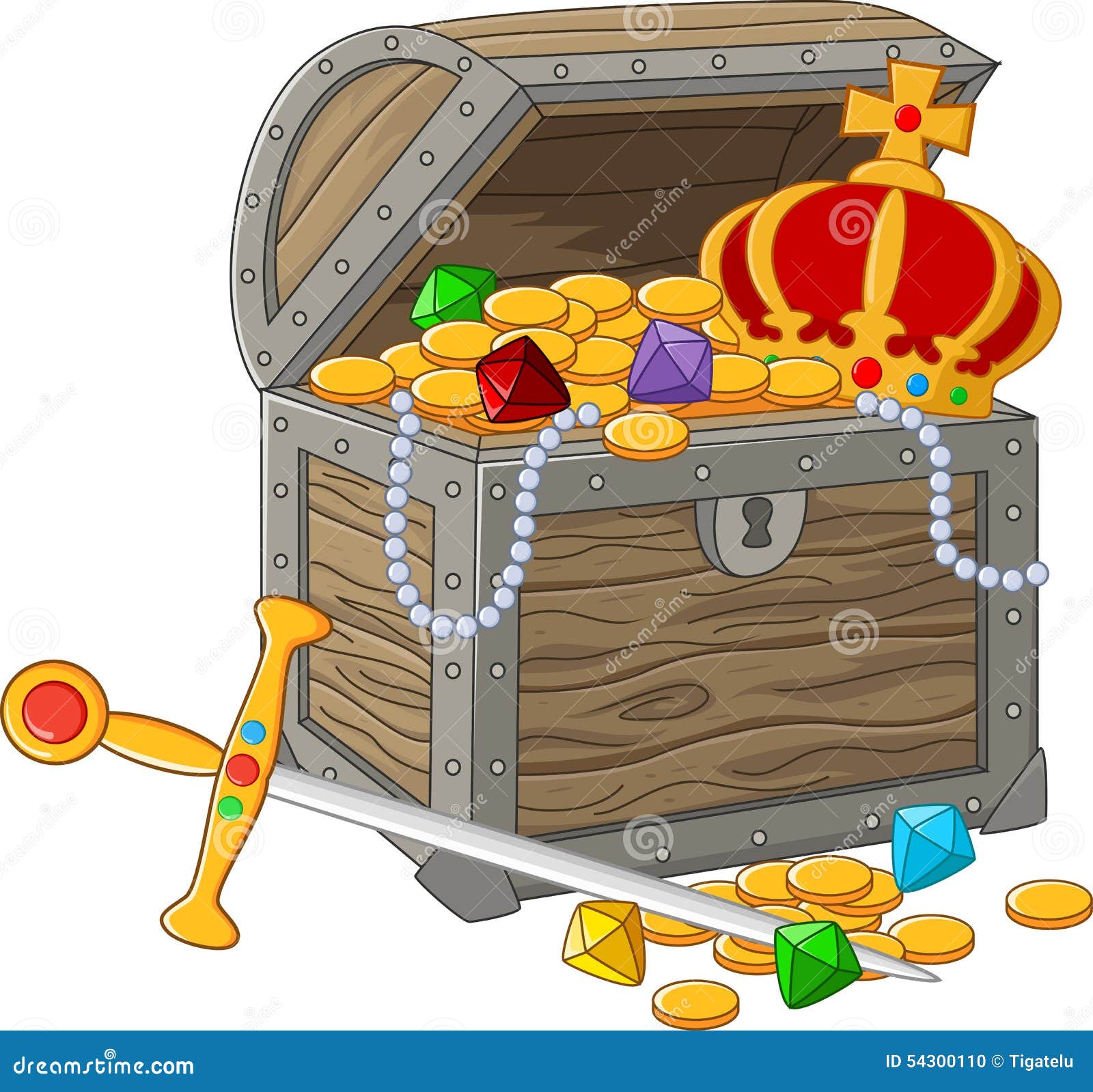 Open Treasure Chest And Closed Casket Of Princess Cartoon Vector ...
