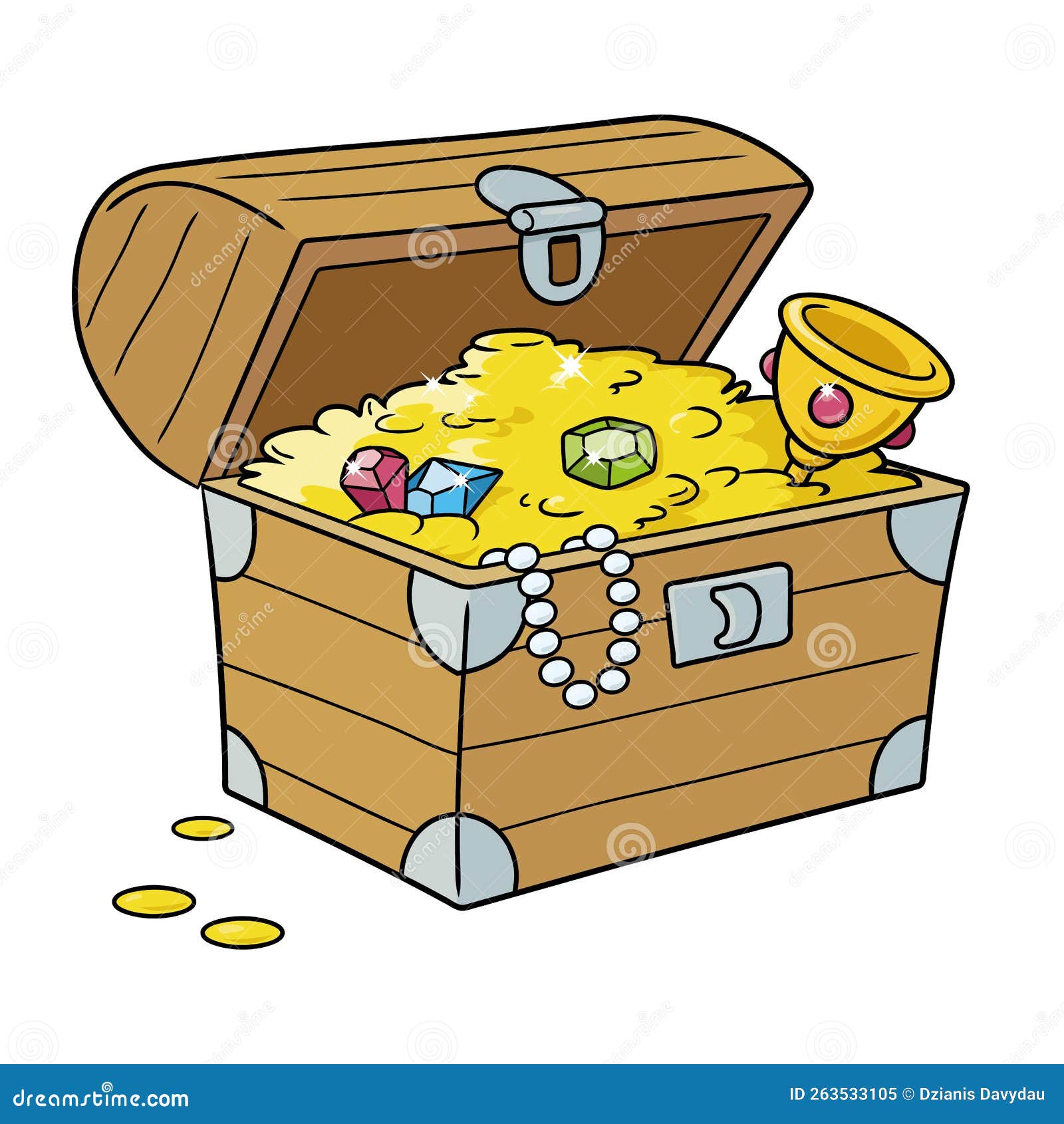 Cartoon Opened Treasure Chest on White Background Stock Vector ...