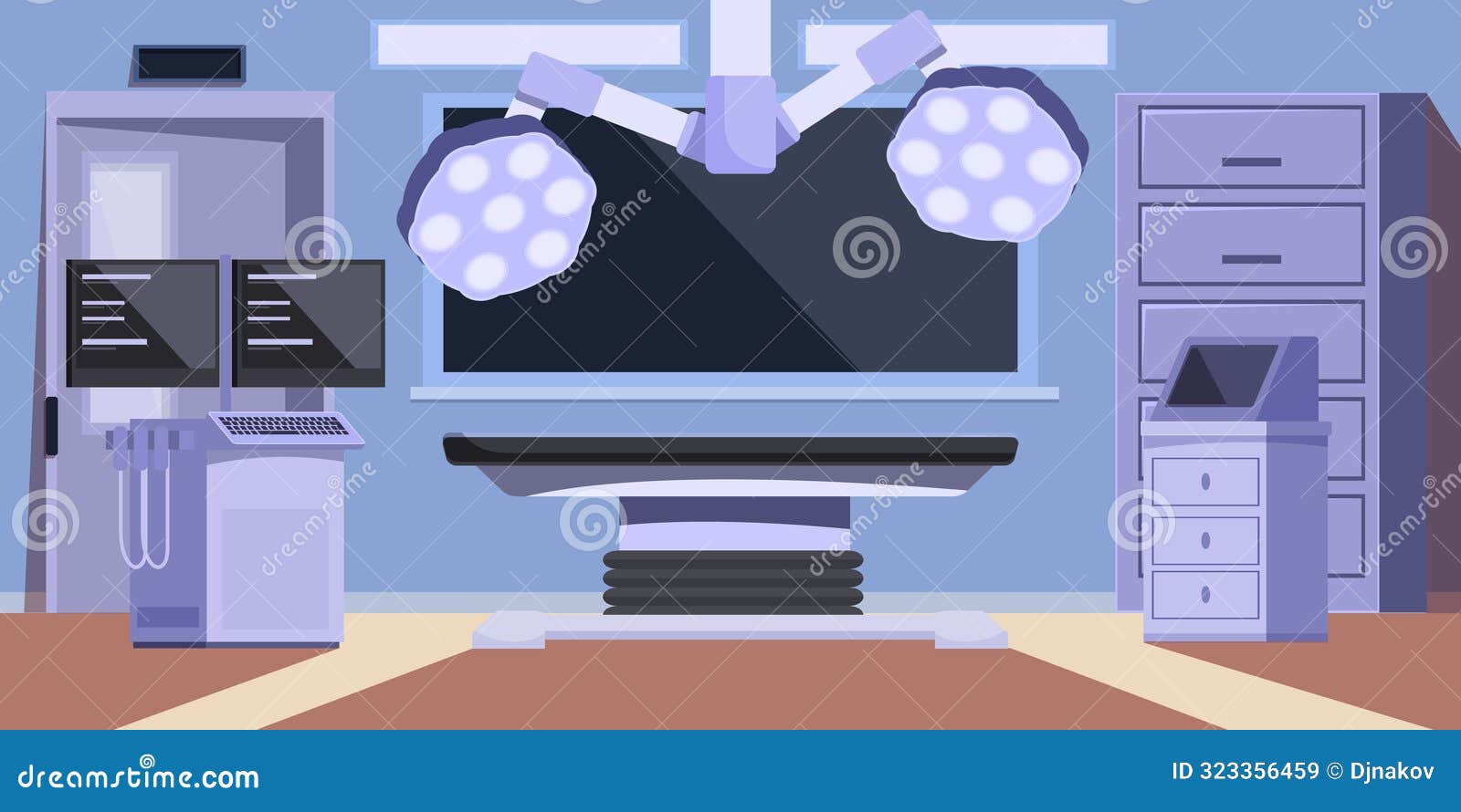 Cartoon Operating Room with Bed and Equipment Stock Vector ...