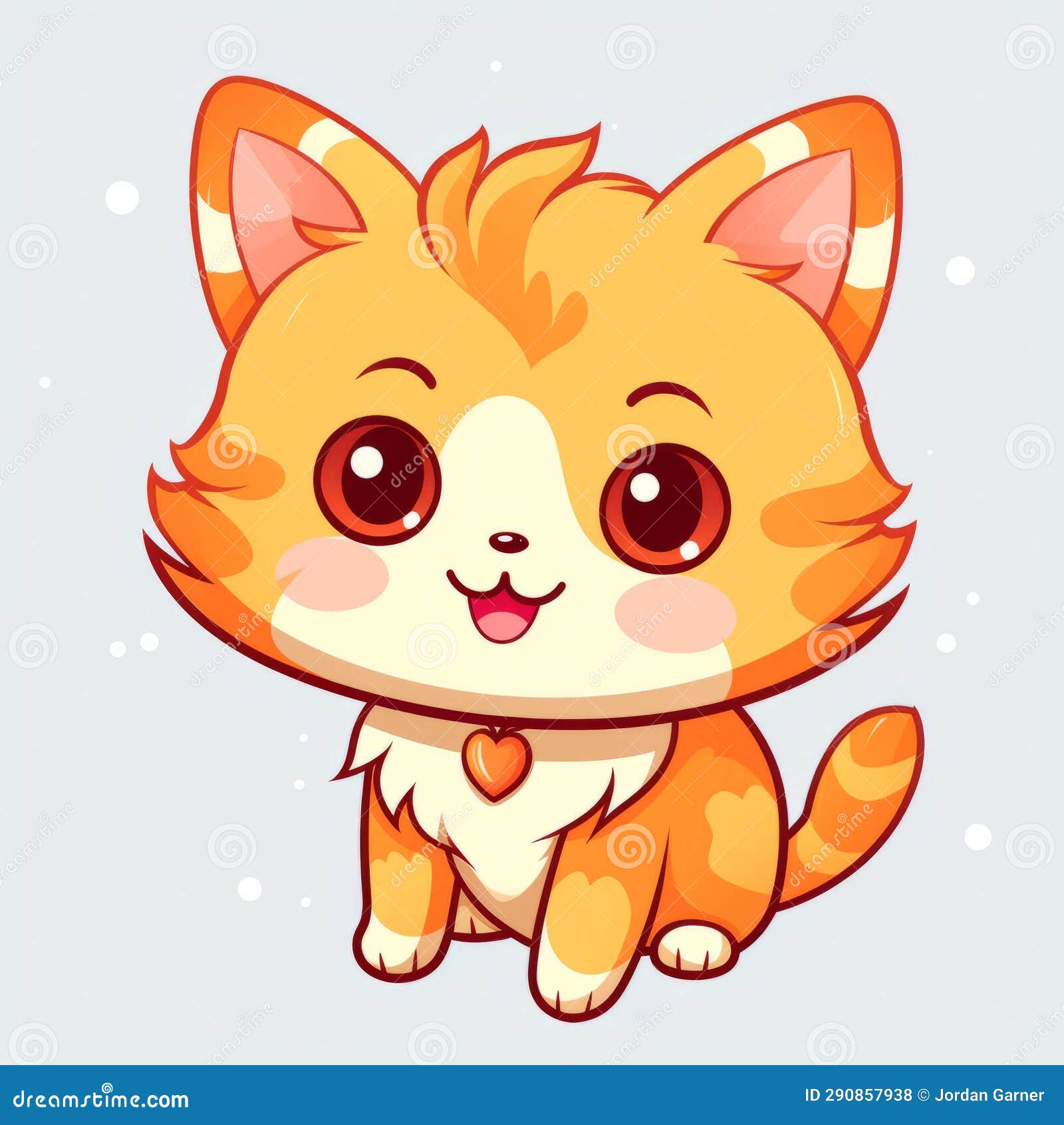 A Cartoon Orange Cat with Big Eyes on a White Background Stock ...