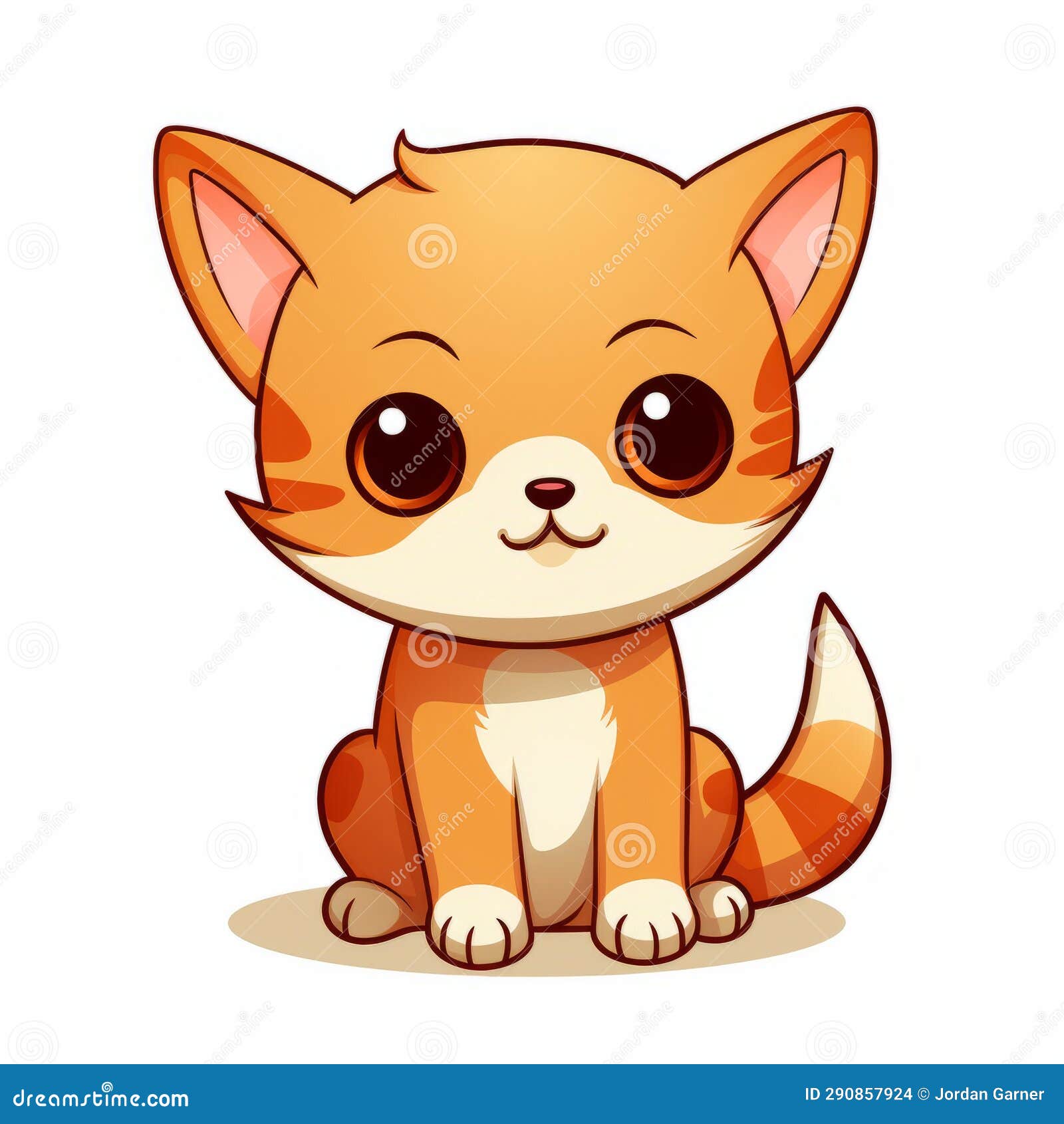 A Cartoon Orange Cat Sitting Down with Big Eyes Stock Illustration ...