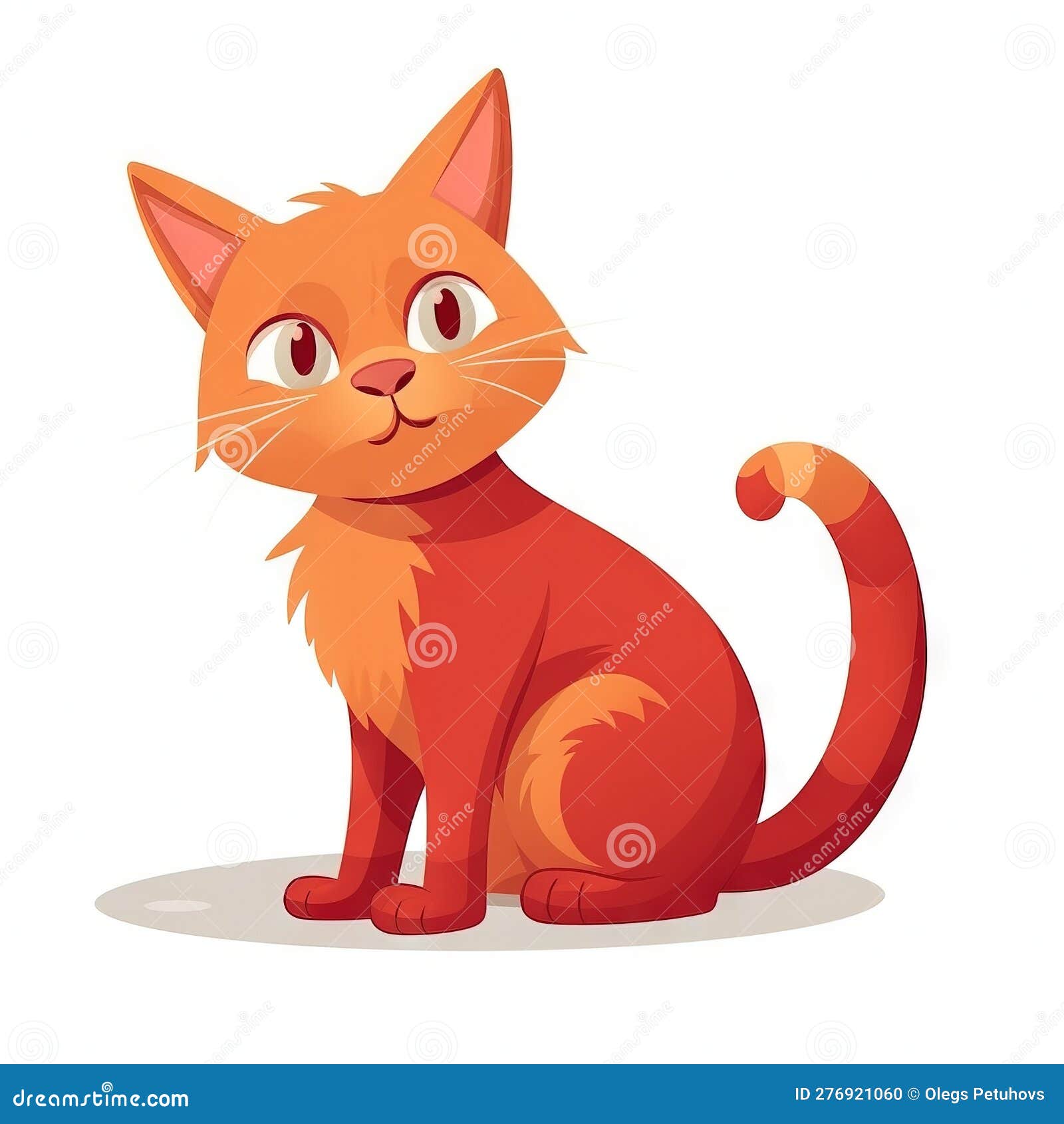 A Cartoon Orange Cat Sitting Down with a Sad Look on Its Face, Looking ...