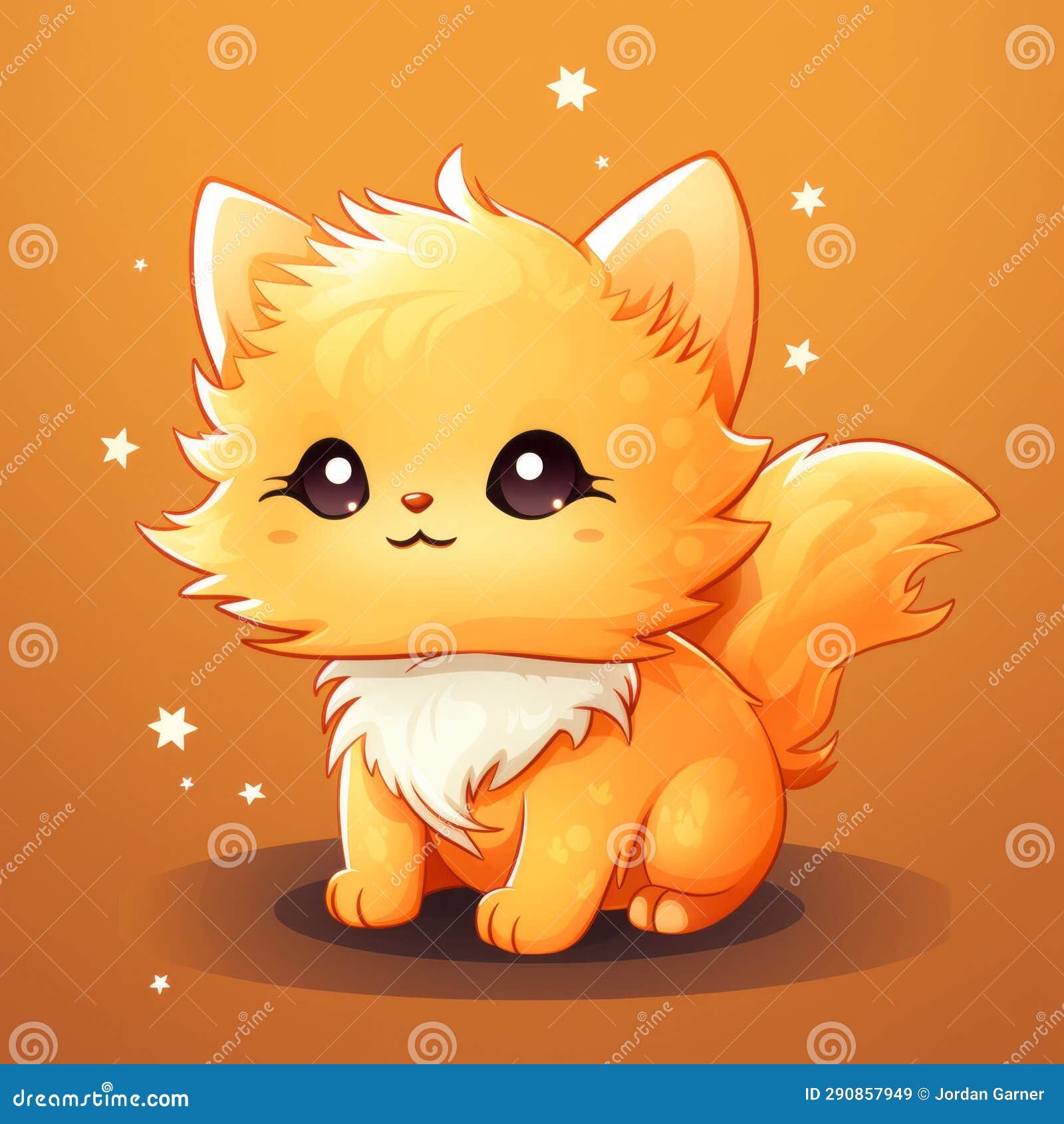 A Cartoon Orange Cat with Stars on Its Head Stock Illustration ...