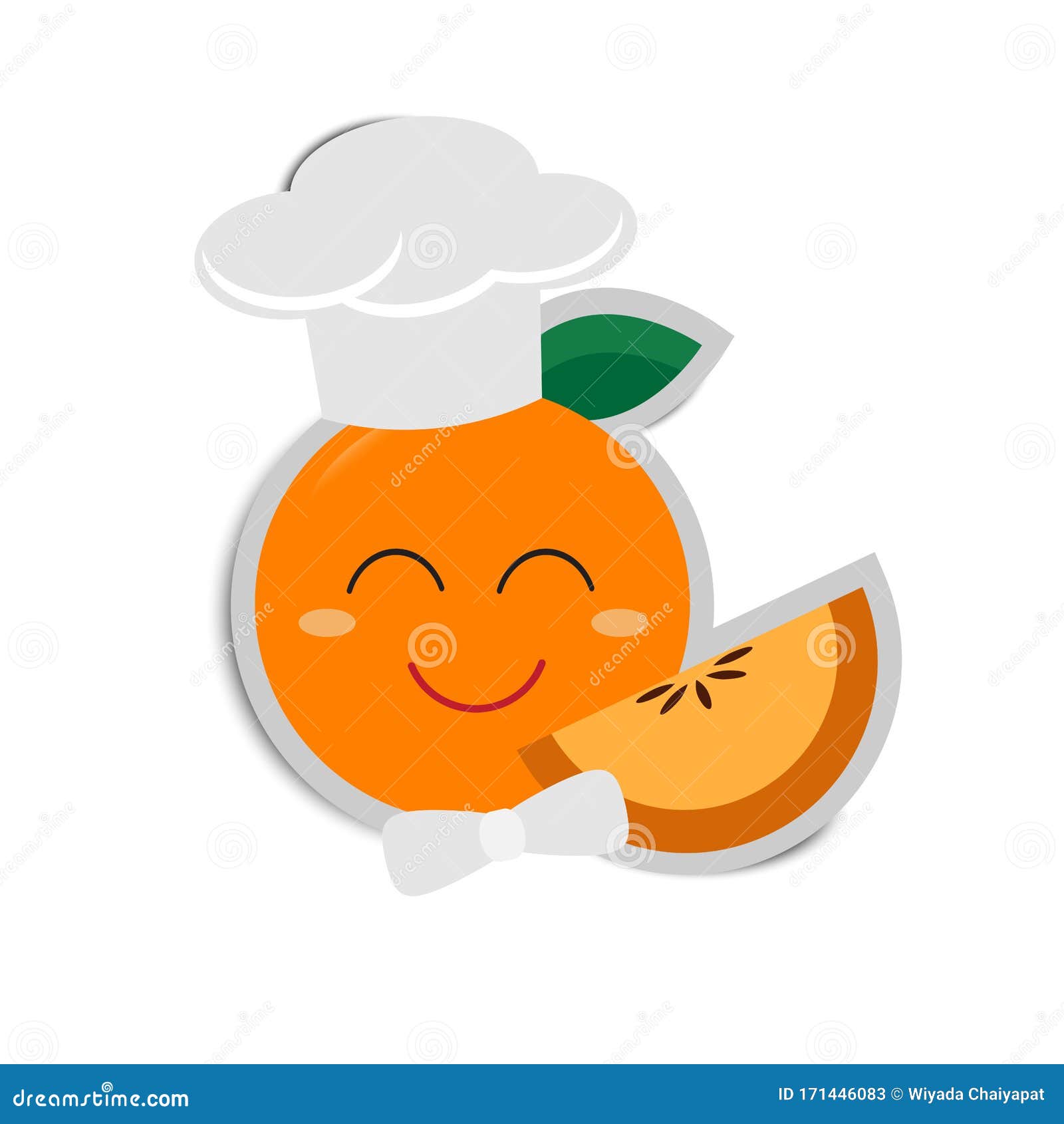 Cartoon Orange Chef with Paper Shadow Stock Vector - Illustration of ...