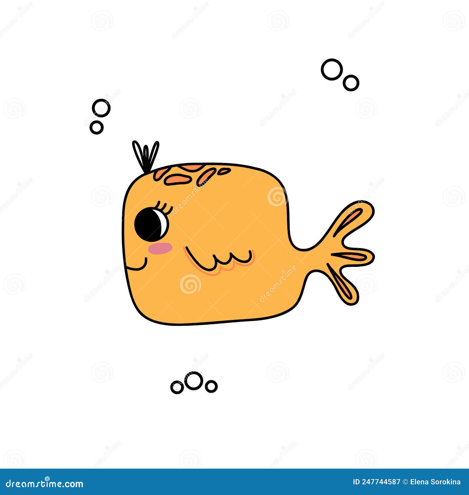Cartoon Orange Fish stock vector. Illustration of background - 247744587