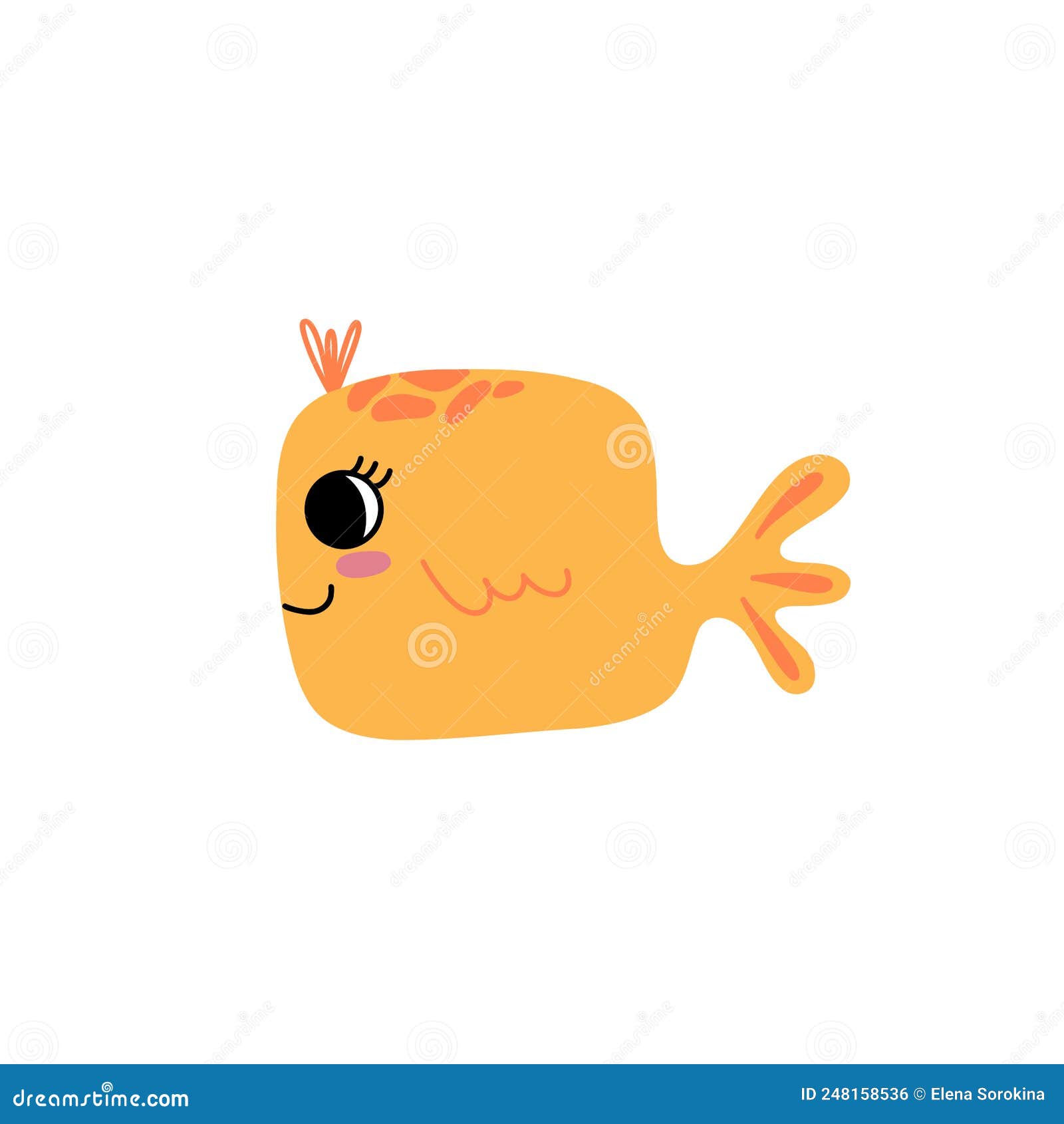 Cartoon Orange Fish stock vector. Illustration of isolated - 248158536