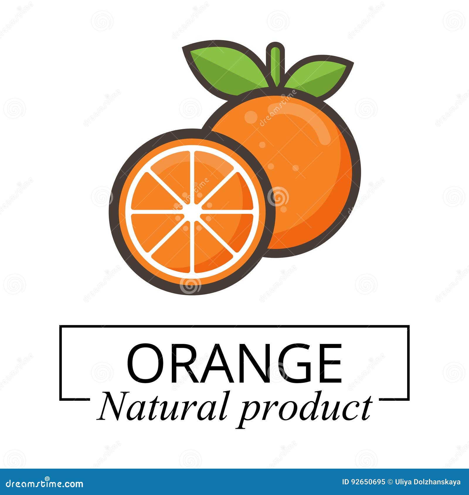 Cartoon Orange Label Vector Stock Vector - Illustration of green, ripe ...