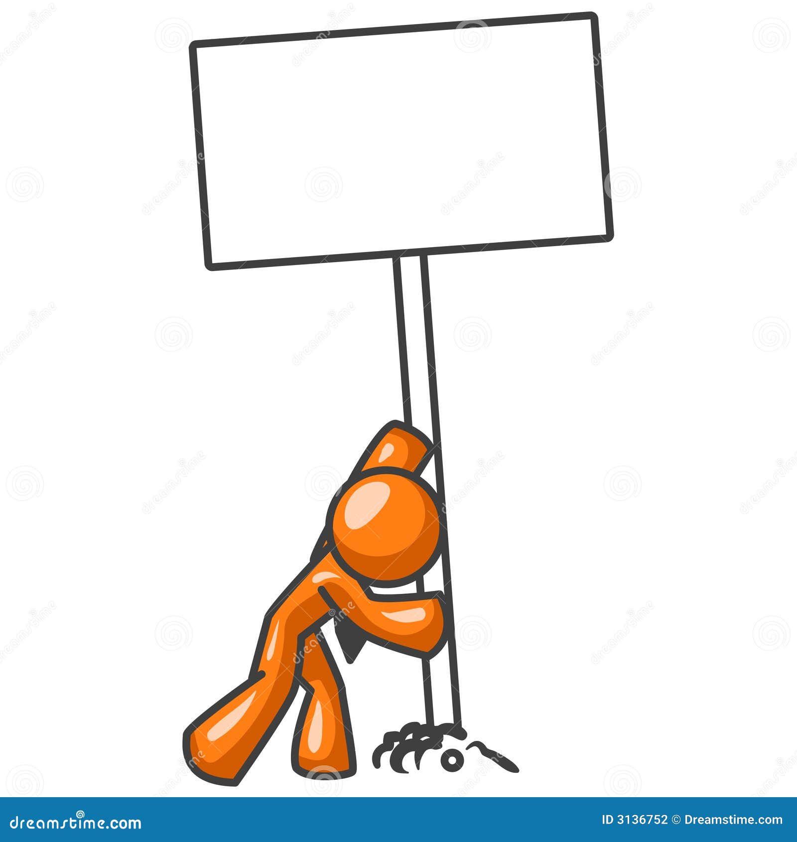 Cartoon Orange Man with Sign Stock Vector - Illustration of signpost ...