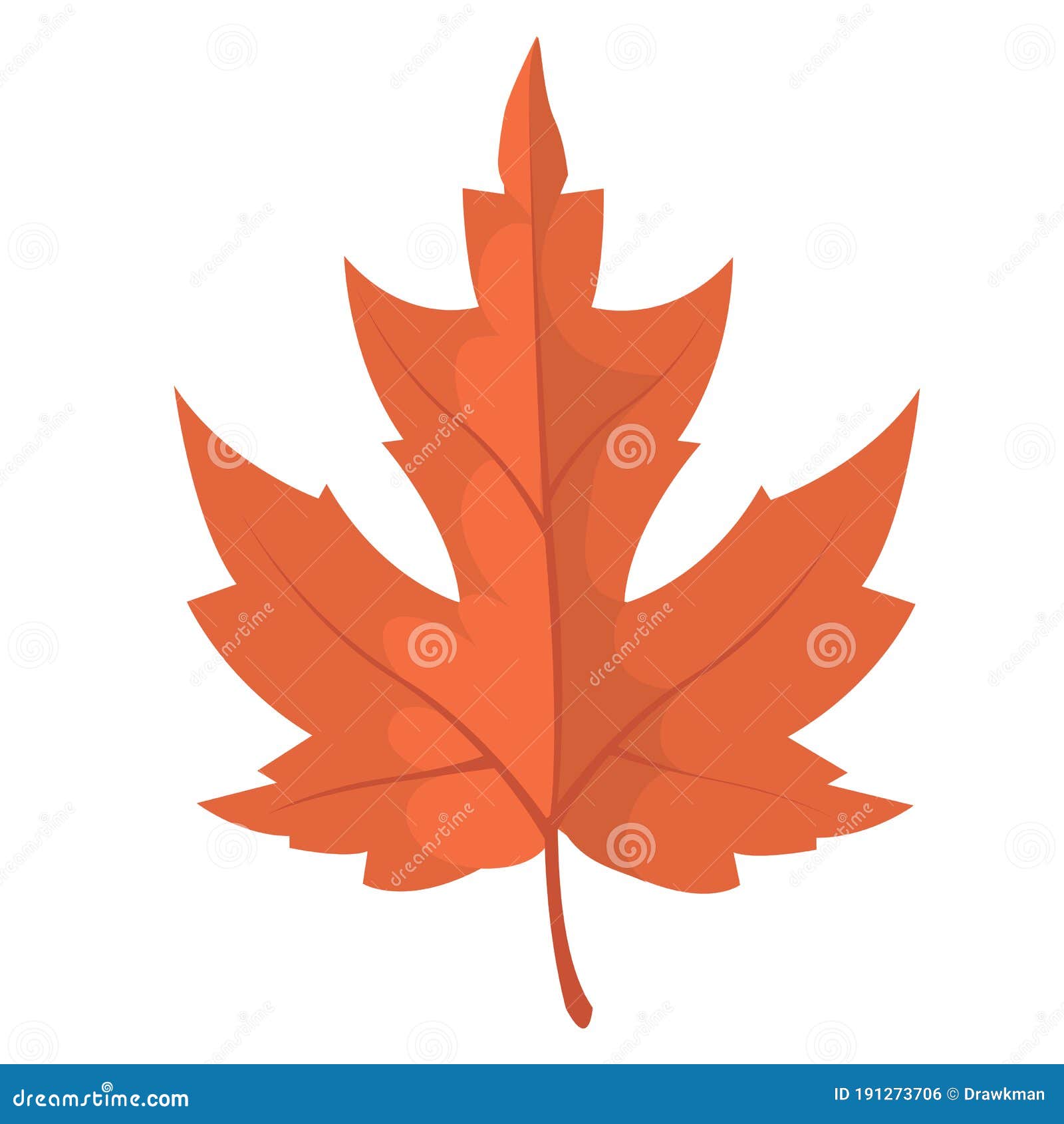Cartoon Orange Maple Leaf Vector Illustration Isolated Stock Vector ...