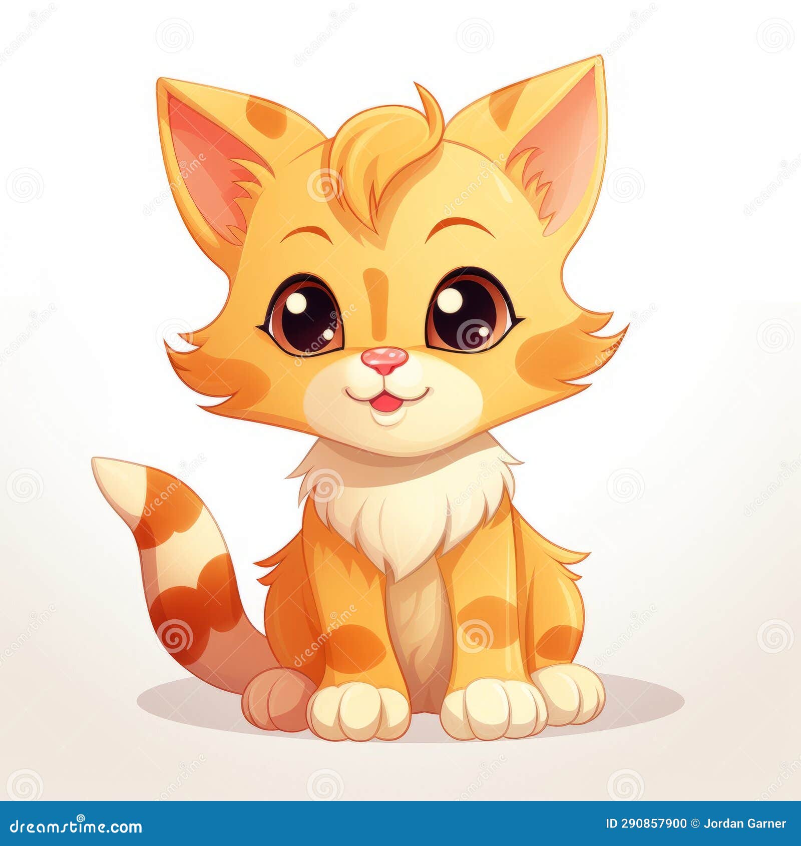 A Cartoon Orange and White Cat with Big Eyes Stock Illustration ...