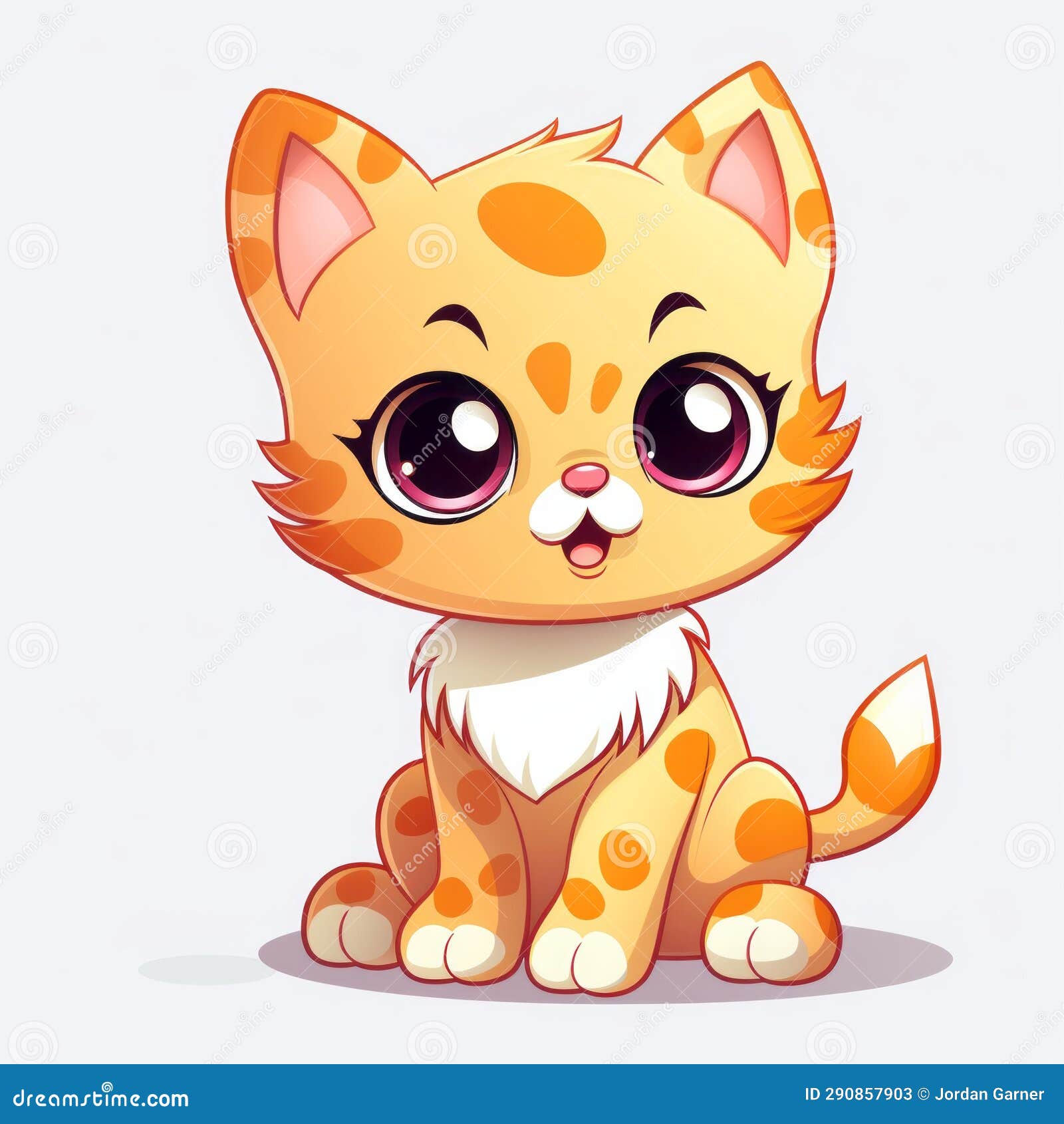 A Cartoon Orange and White Cat with Big Eyes Stock Illustration ...