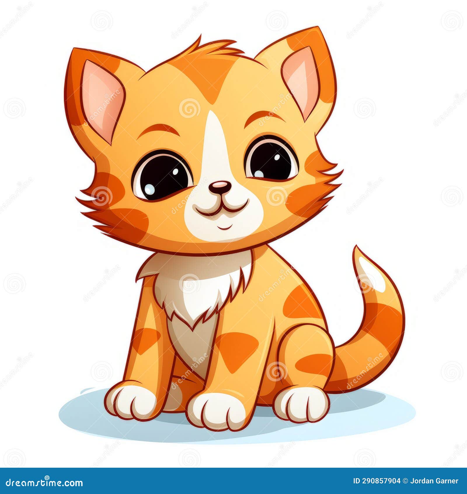 A Cartoon Orange and White Cat with Big Eyes Stock Illustration ...