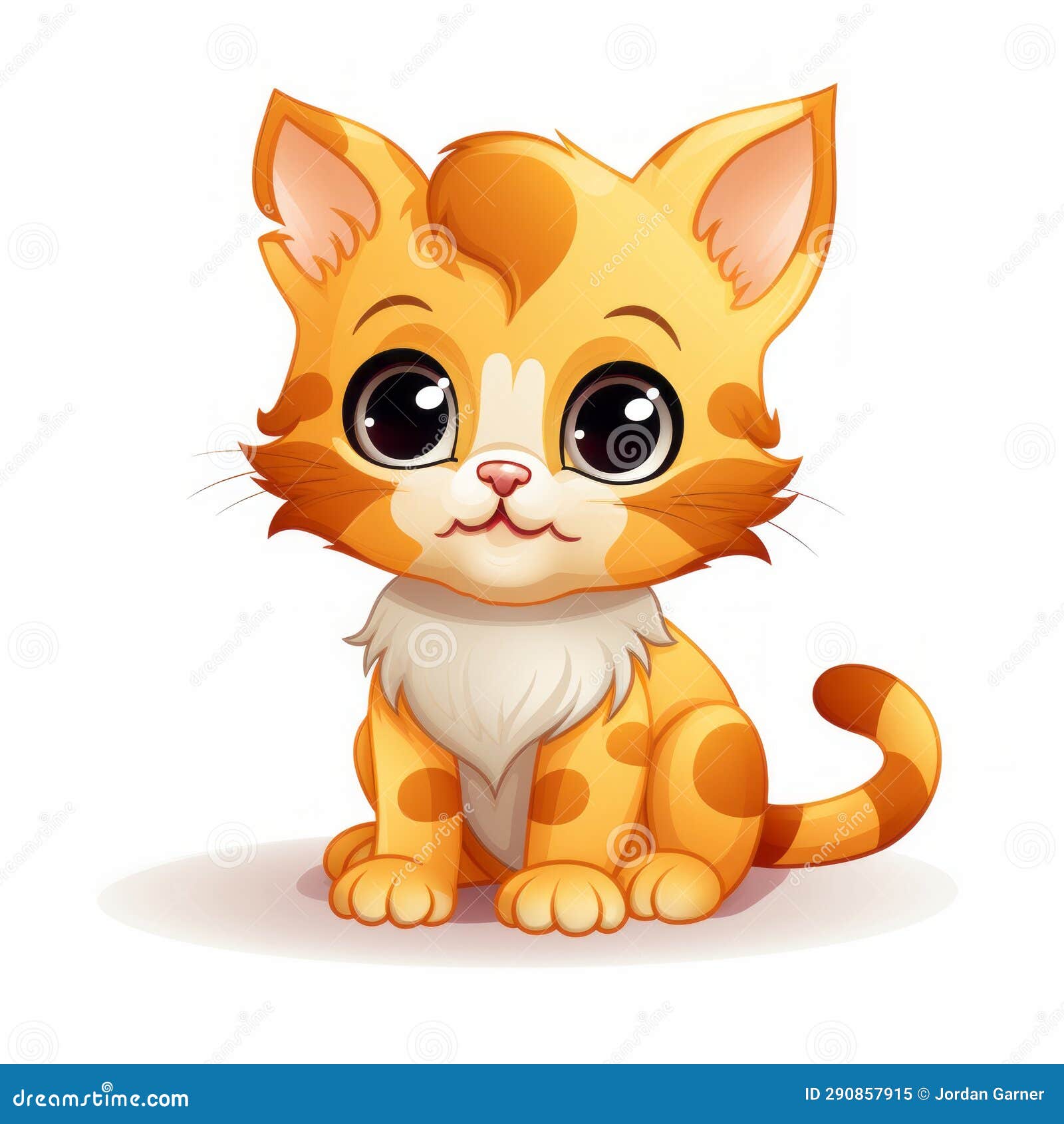 A Cartoon Orange and White Kitten with Big Eyes Stock Illustration ...