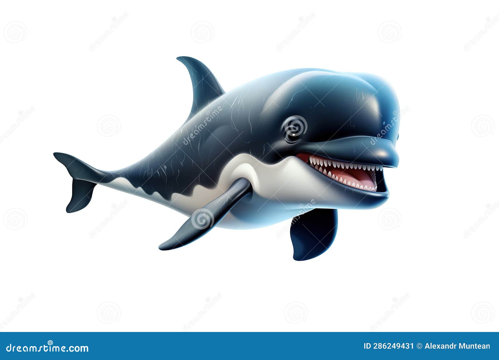 Cartoon Orca Isolated on White Background. Stock Image - Image of ...
