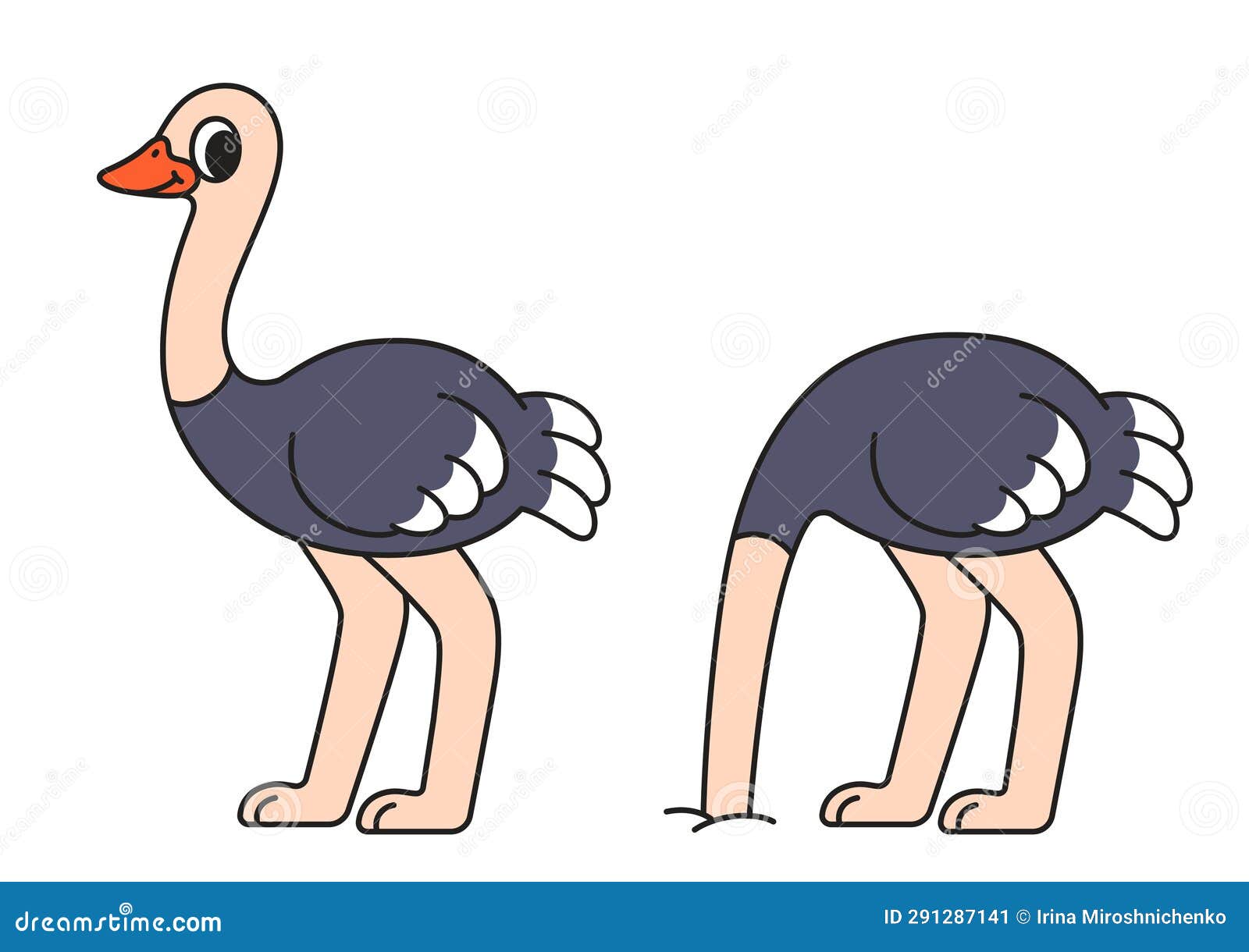 Cartoon ostrich character stock vector. Illustration of animal - 291287141