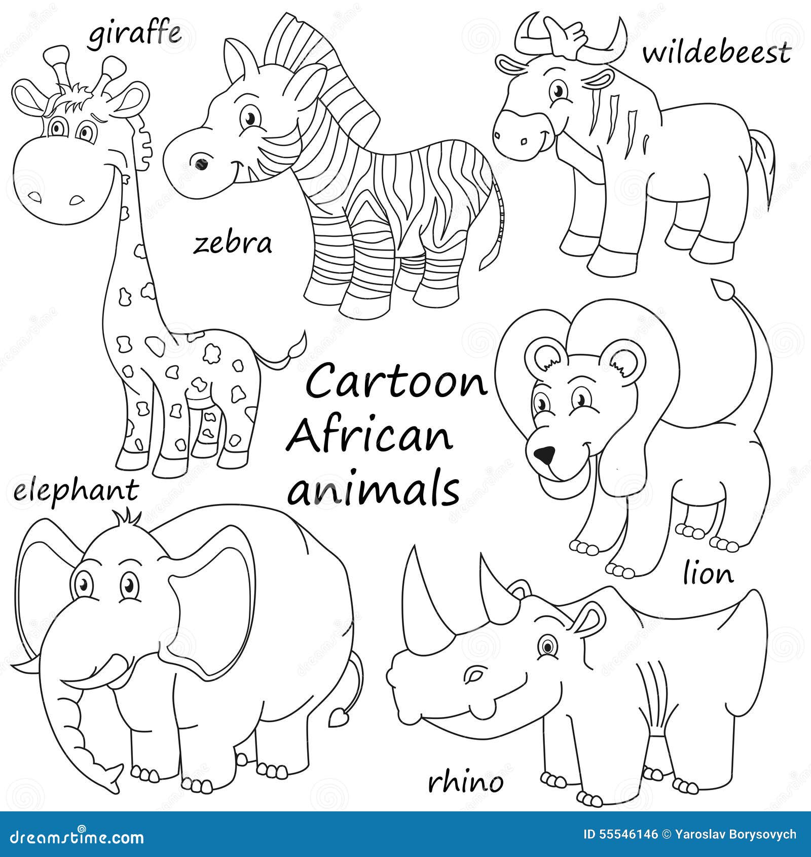 Outline Of An African Rhinoceros Cartoon Vector | CartoonDealer.com ...