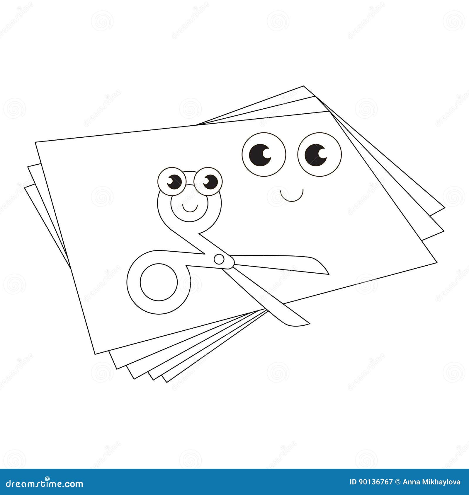 Cartoon outlined object. stock vector. Illustration of scissors - 90136767