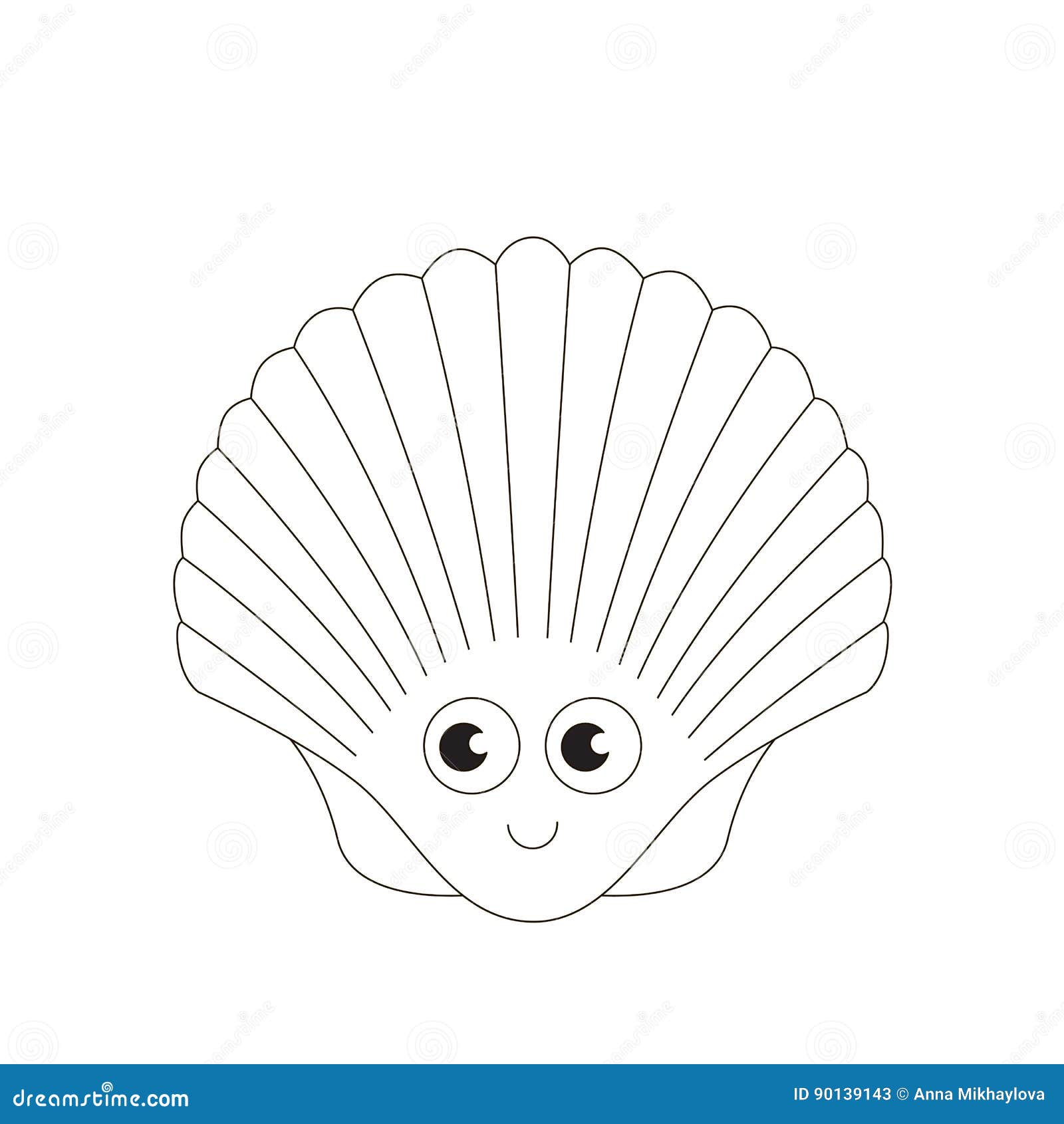 Seashell Set. Cartoon Scallops. Tropical Conch Sea Snail Oyster Clam ...