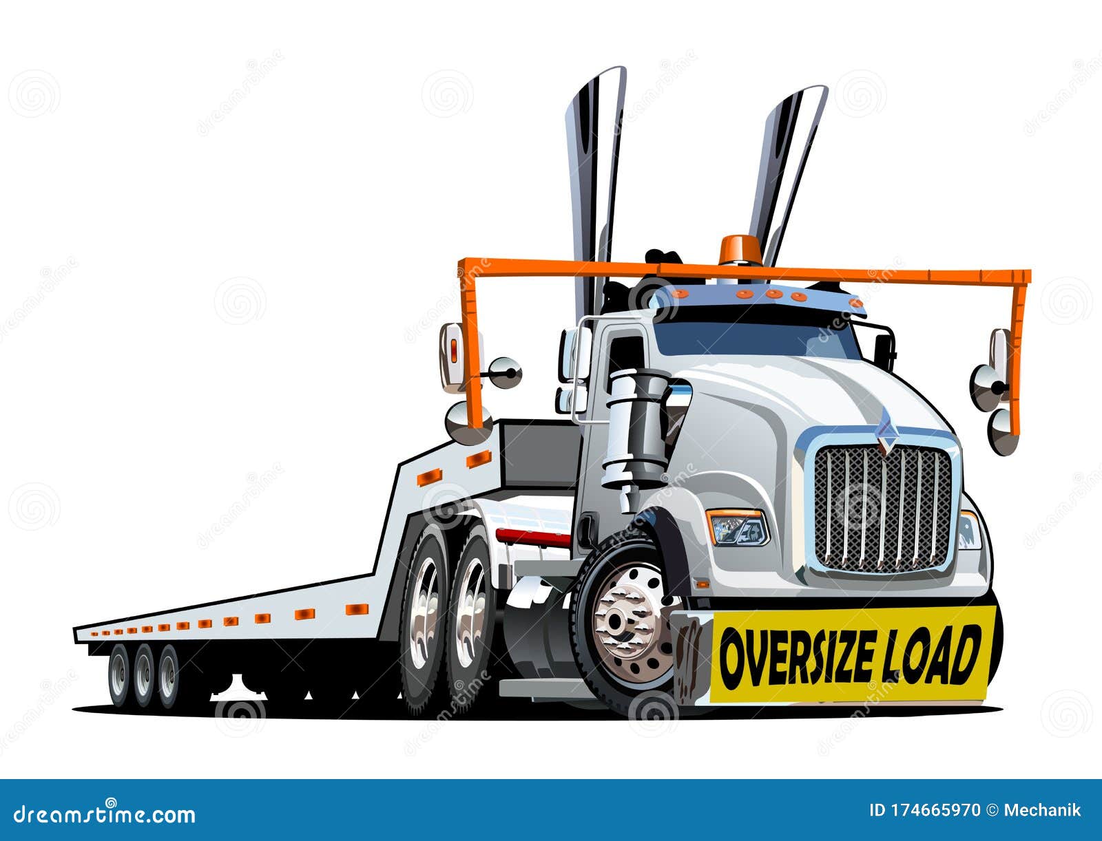 Cartoon Oversize Load Transporter Stock Vector - Illustration of ...