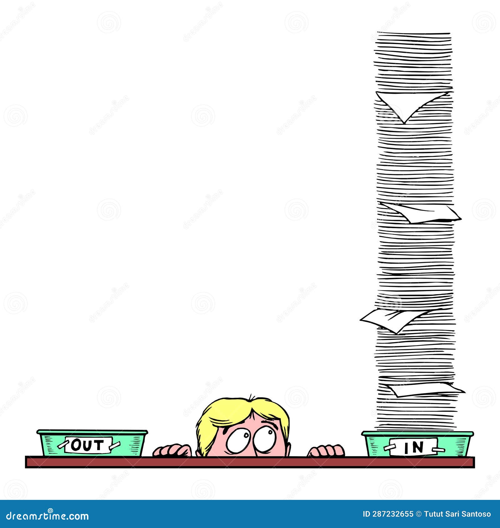 Cartoon Man Overwork In Office Card Poster. Vector | CartoonDealer.com ...