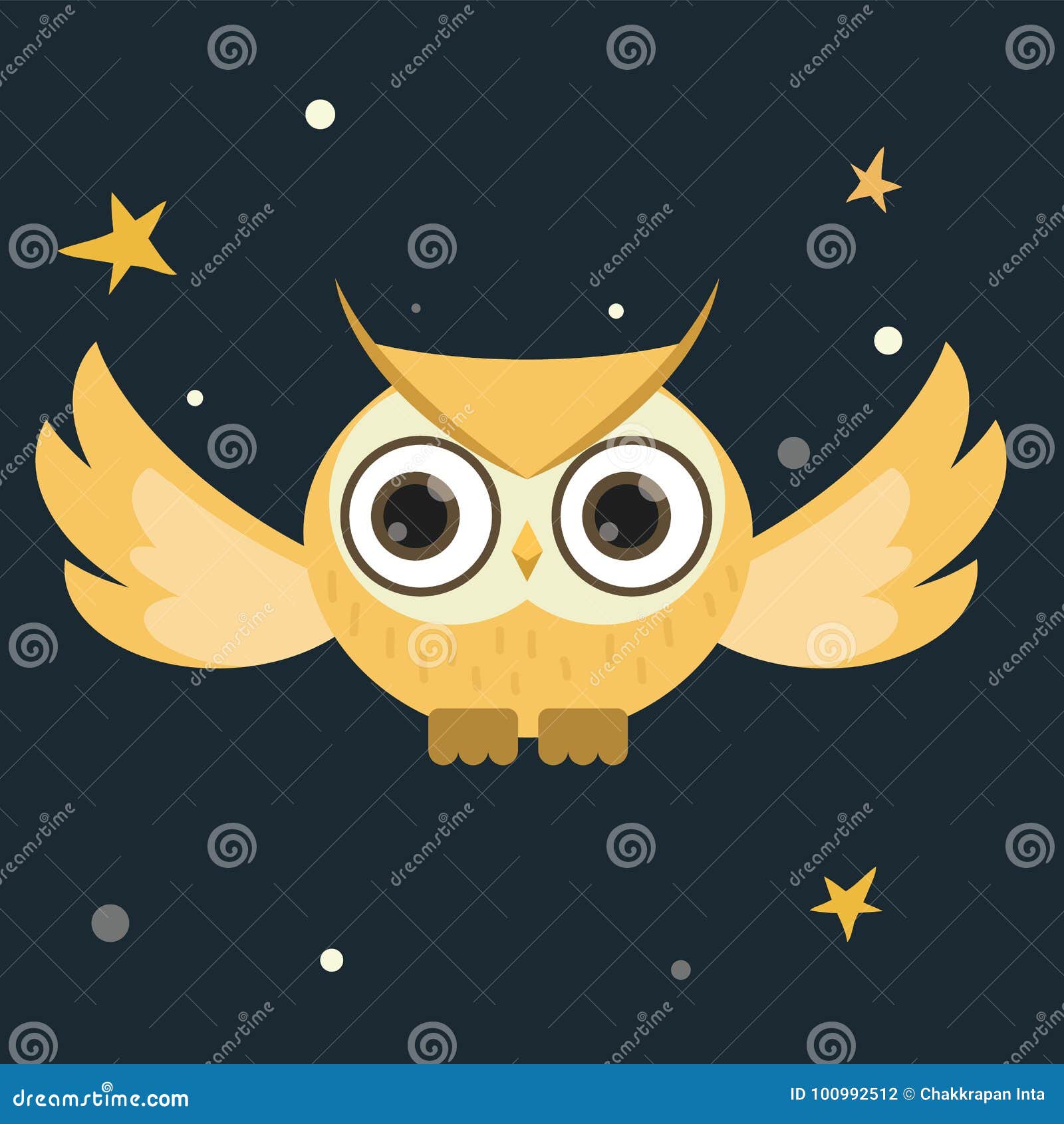 Owl flying at night stock vector. Illustration of wildlife - 100992512
