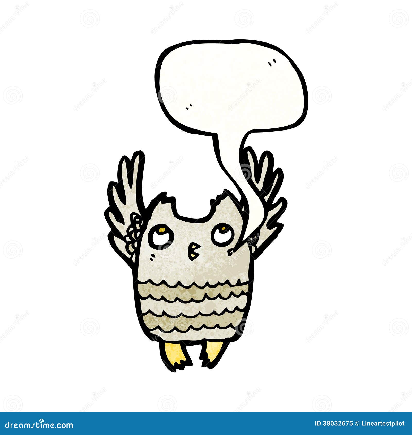 Cartoon Owl with Speech Bubble Stock Vector - Illustration of doodle ...